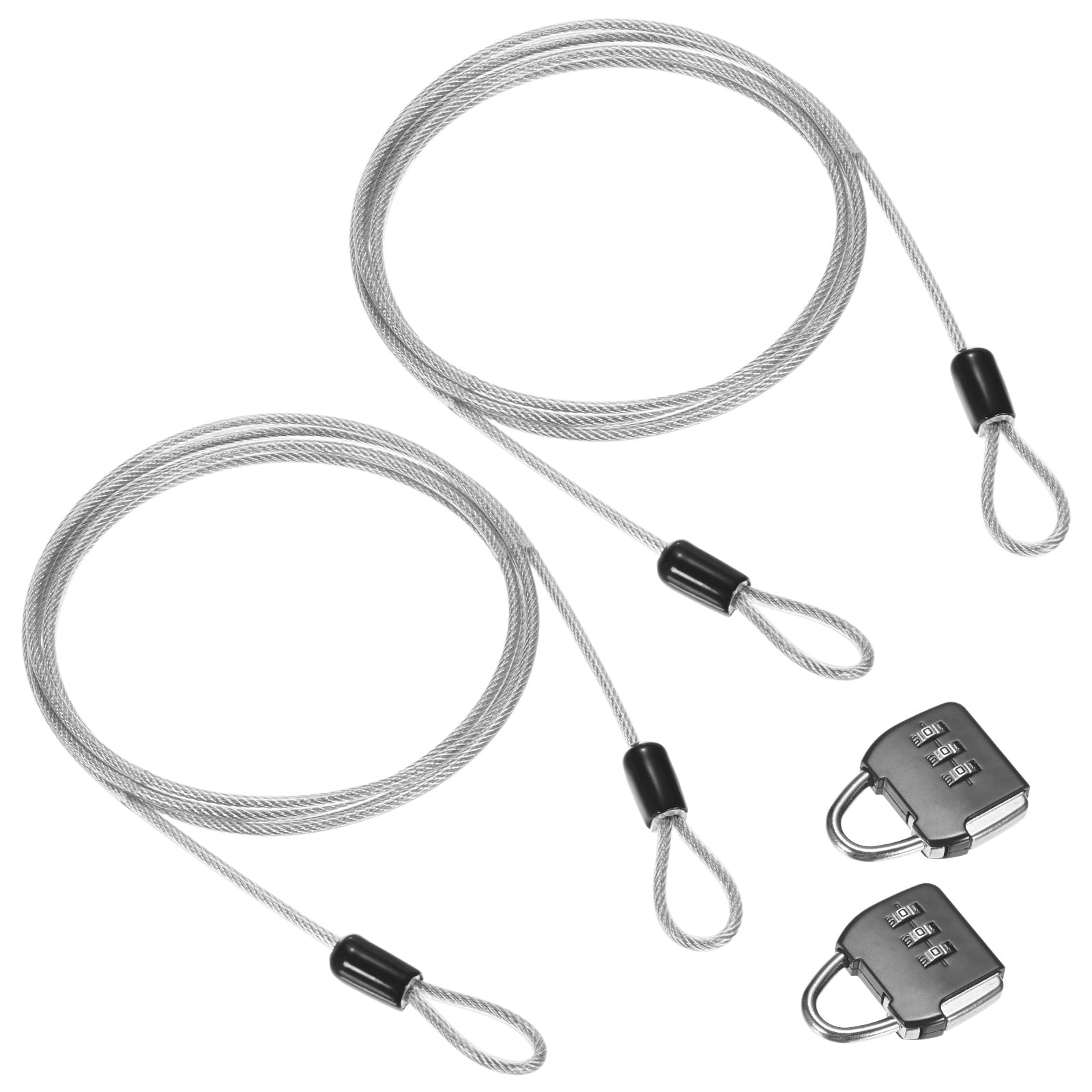 Uxcell 2-Set Security Cable Lock with 3 Digit Combination Lock, 6.56FT ...