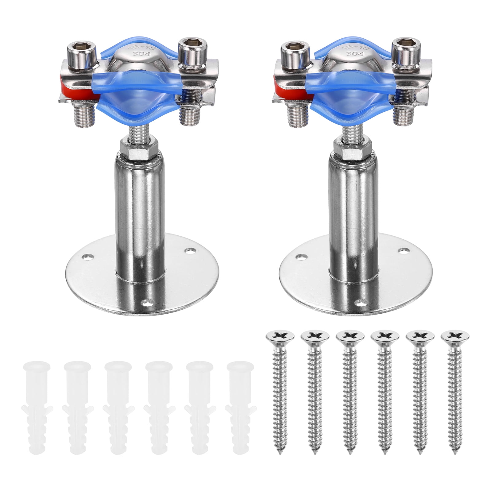 Uxcell 2 Set Wall Mount Ceiling Mount Pipe Supports 304 Stainless Steel ...
