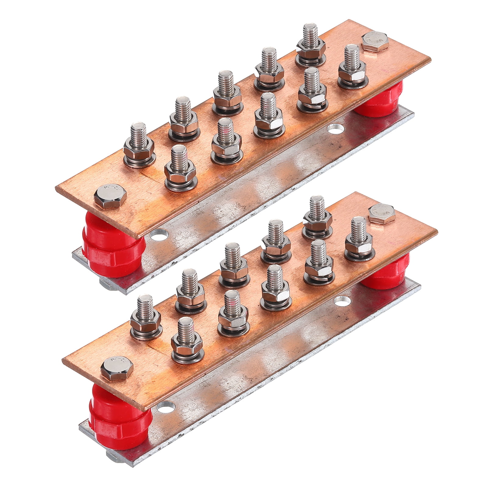 Uxcell 2 Set Wall Mounted 4mm Copper Ground Bar with 10 Terminal Positions Ground Bar Kit ...