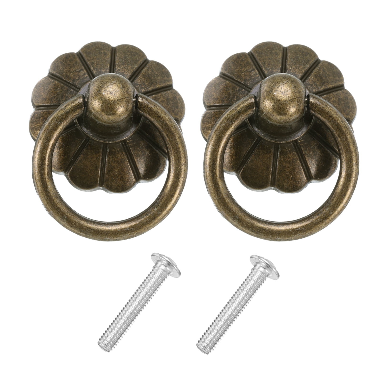 Uxcell 2 Sets Vintage Drop Ring Knobs for Dresser Drawer, Bronze(33mm/1 ...