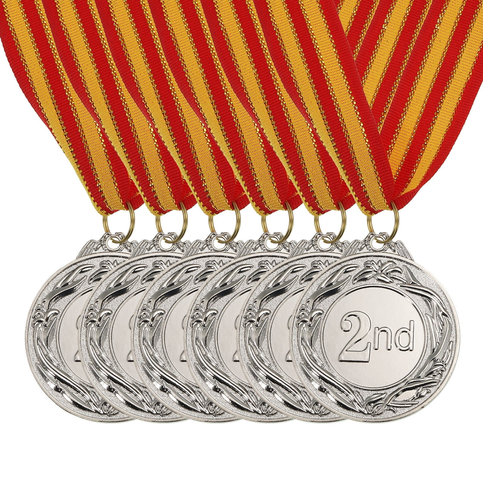 Uxcell 2" Silver Award Medals 2nd Place Prize with Neck Ribbon, 6 ...