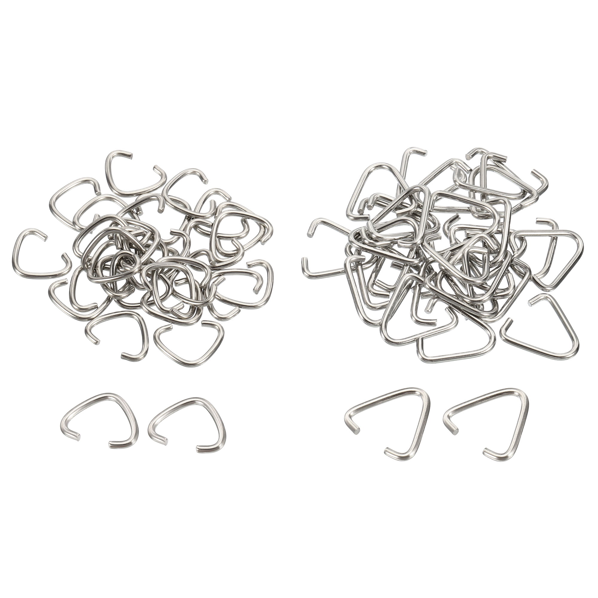 Uxcell 2 Size Pinch Clip Connector Triangle Open Jump Rings Kit 304 ...