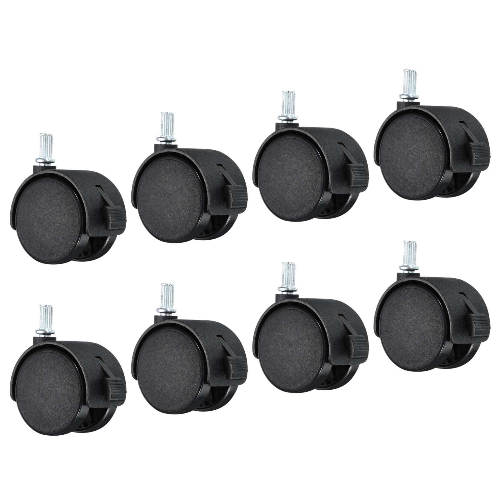 Uxcell 2" Stem Swivel Casters Nylon 360 Degree Swivel Stem Wheel with Brake, Black 8 Pack ...