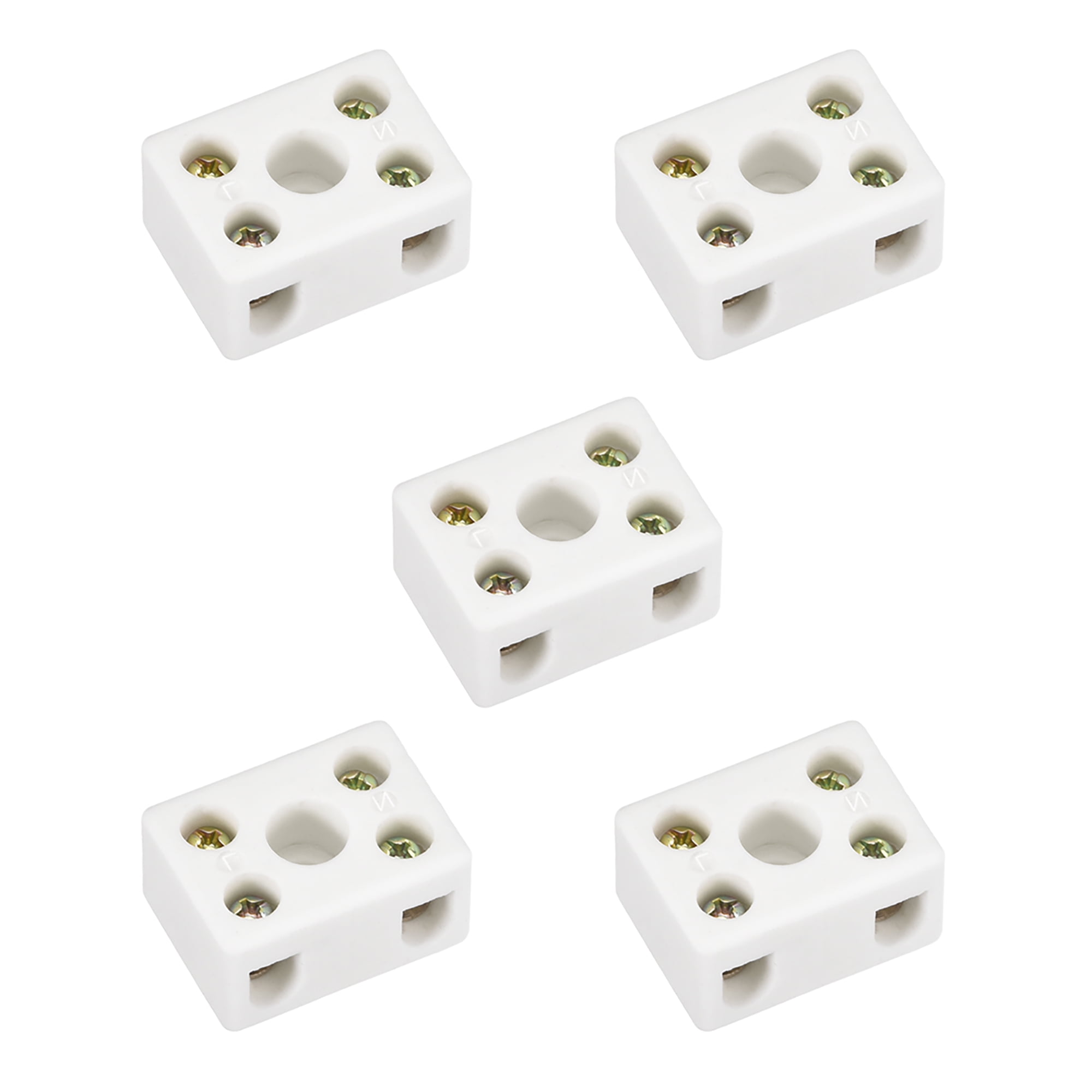 Uxcell 2 Way Ceramics Terminal Blocks High Temp Porcelain Connectors 1 ...