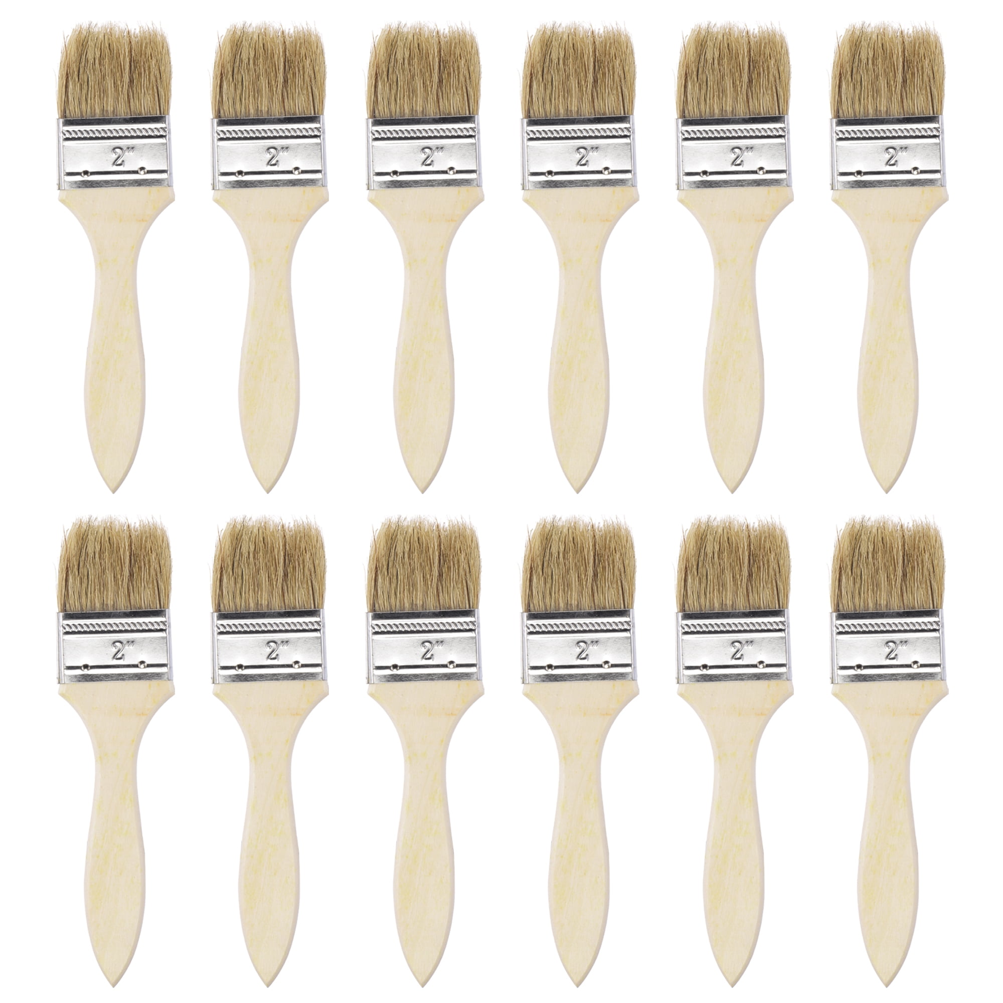 Uxcell 2 inch Natural Bristle Flat Edge with Wood Handle Paint Brush 12 ...