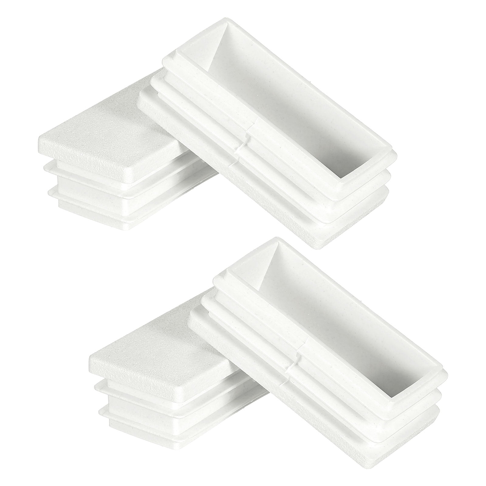 Uxcell 2 x 1 Inch Rectangle Plastic Plug, 4 Pcs White Pipe Tubing End ...