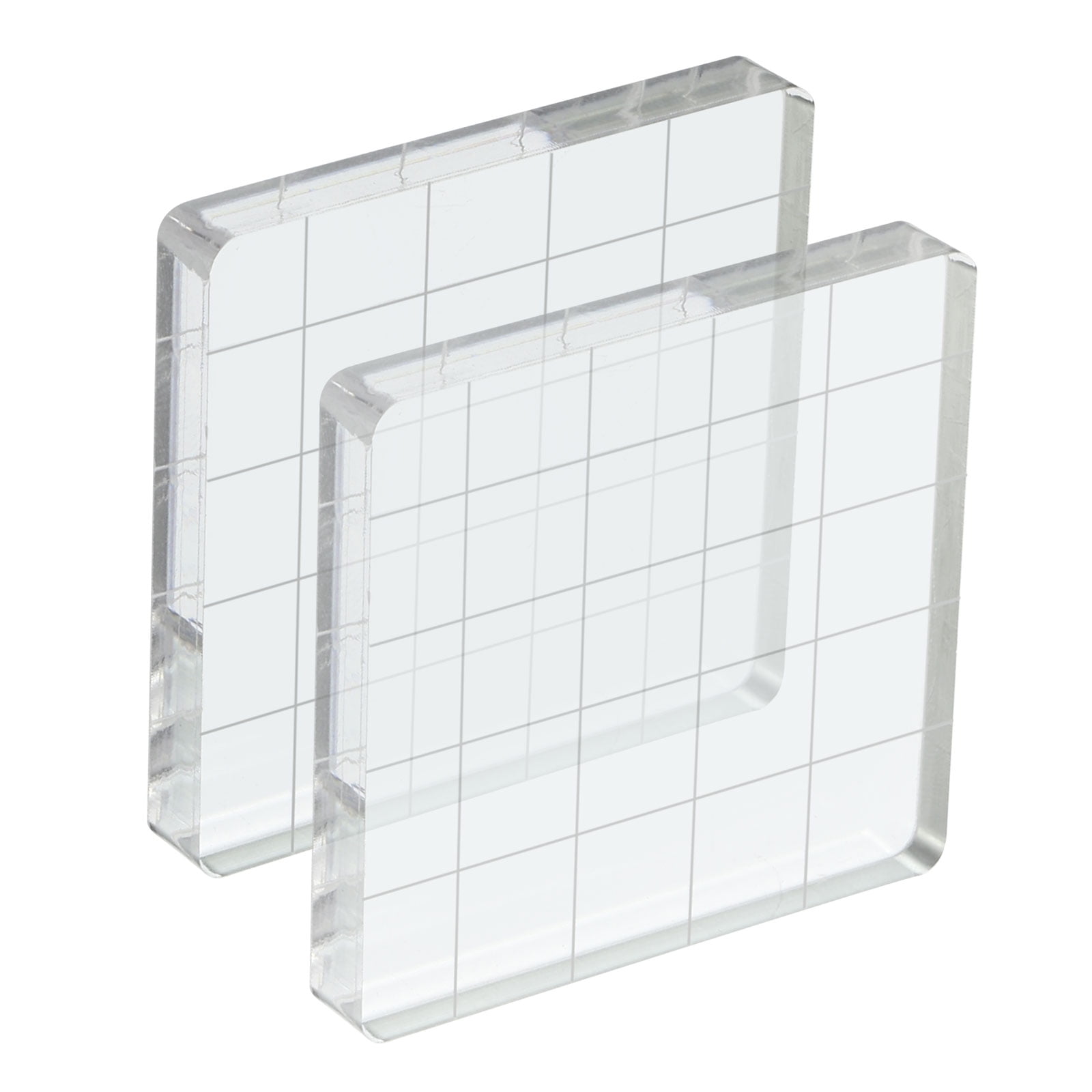 Uxcell 2" x 2" Acrylic Stamp Block Clear Stamping Block with Grid Lines ...