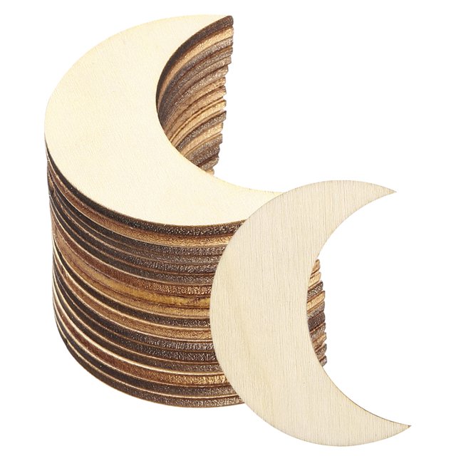 Uxcell 2"x0.8" Wooden Moon, 100 Pack Unfinished Wood Moon Blank Wooden ...