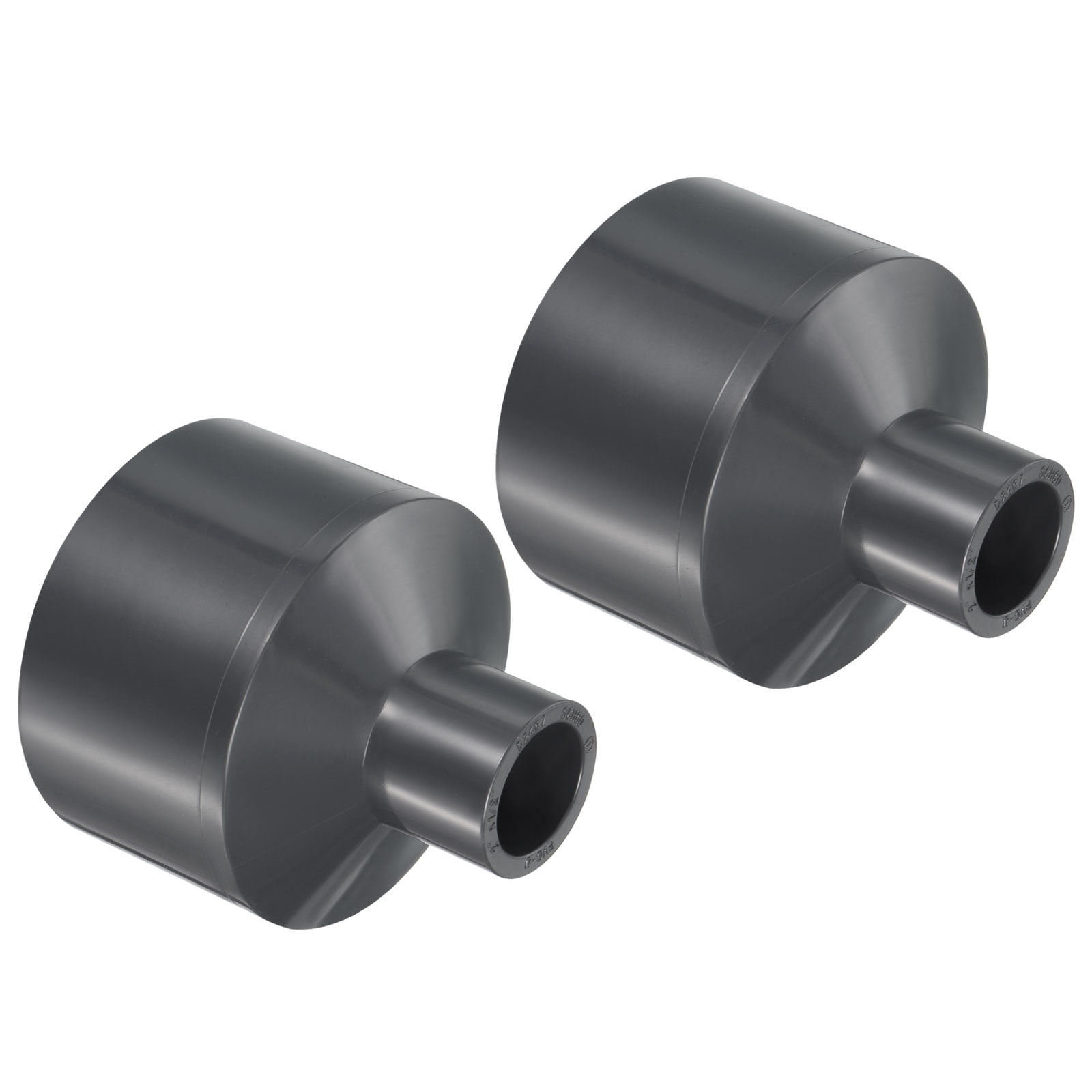 Uxcell 2"x1/2" UPVC Reducer Pipe Fitting SCH80 Straight Coupling, Grey ...