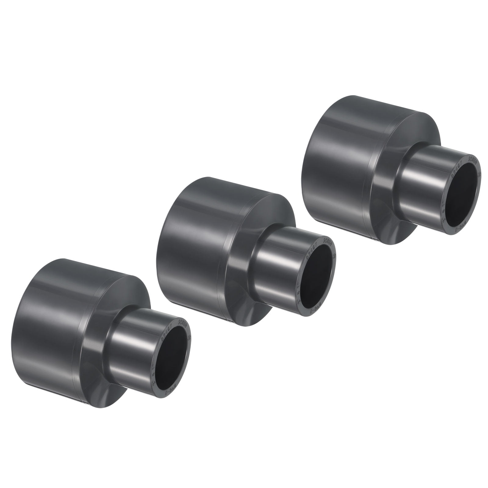 Uxcell 2"x1" UPVC Reducer Pipe Fitting SCH80 Straight Coupling, Grey 3 ...