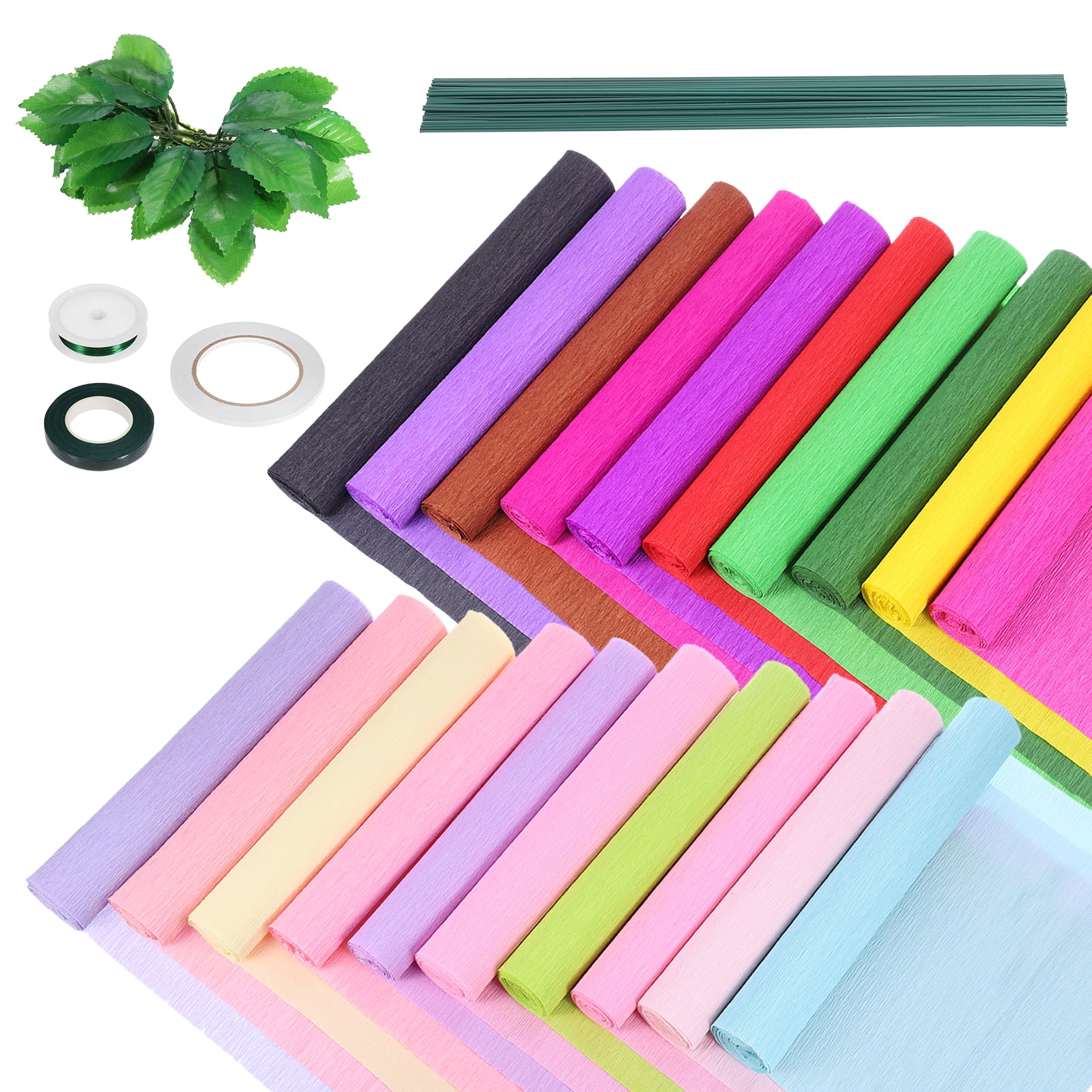 Uxcell 20 Colors Crepe Paper for Flower Making 8.2ft x 10 in for Party ...