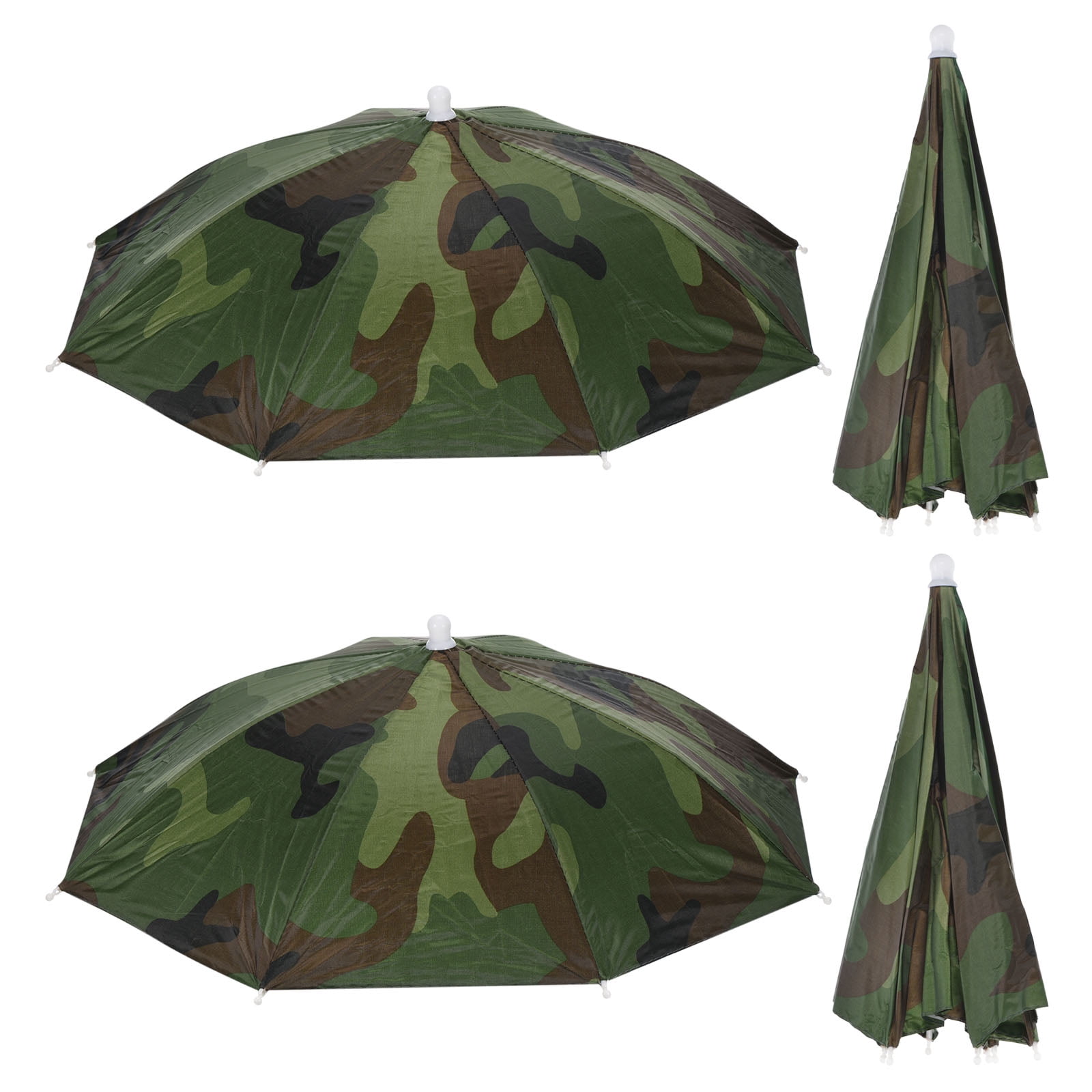 Uxcell 20" Fishing Umbrella Hat Folding Sun Rain Cap Head Umbrella Camo ...