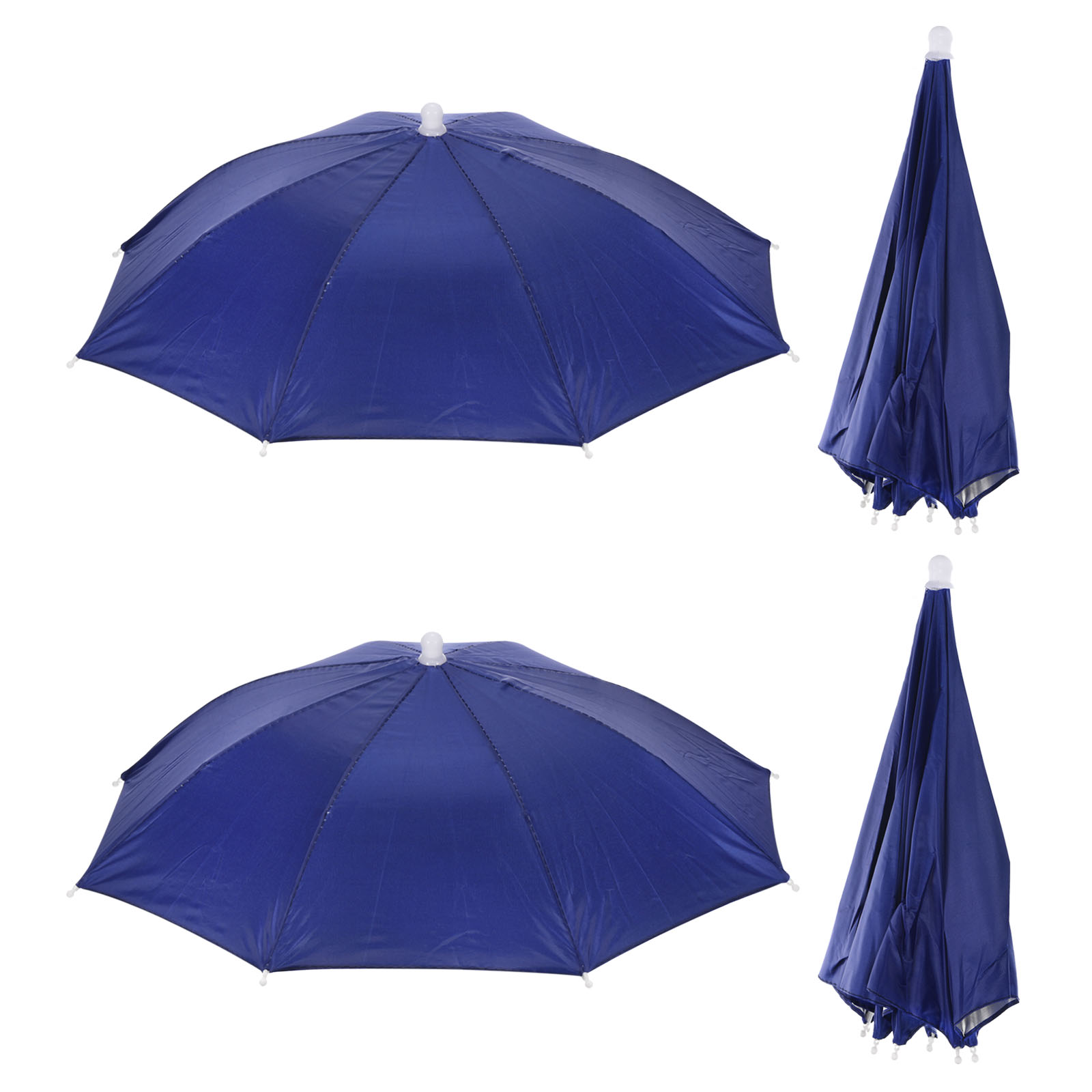 Uxcell 20" Fishing Umbrella Hat Folding Sun Rain Cap Head Umbrella Dark ...