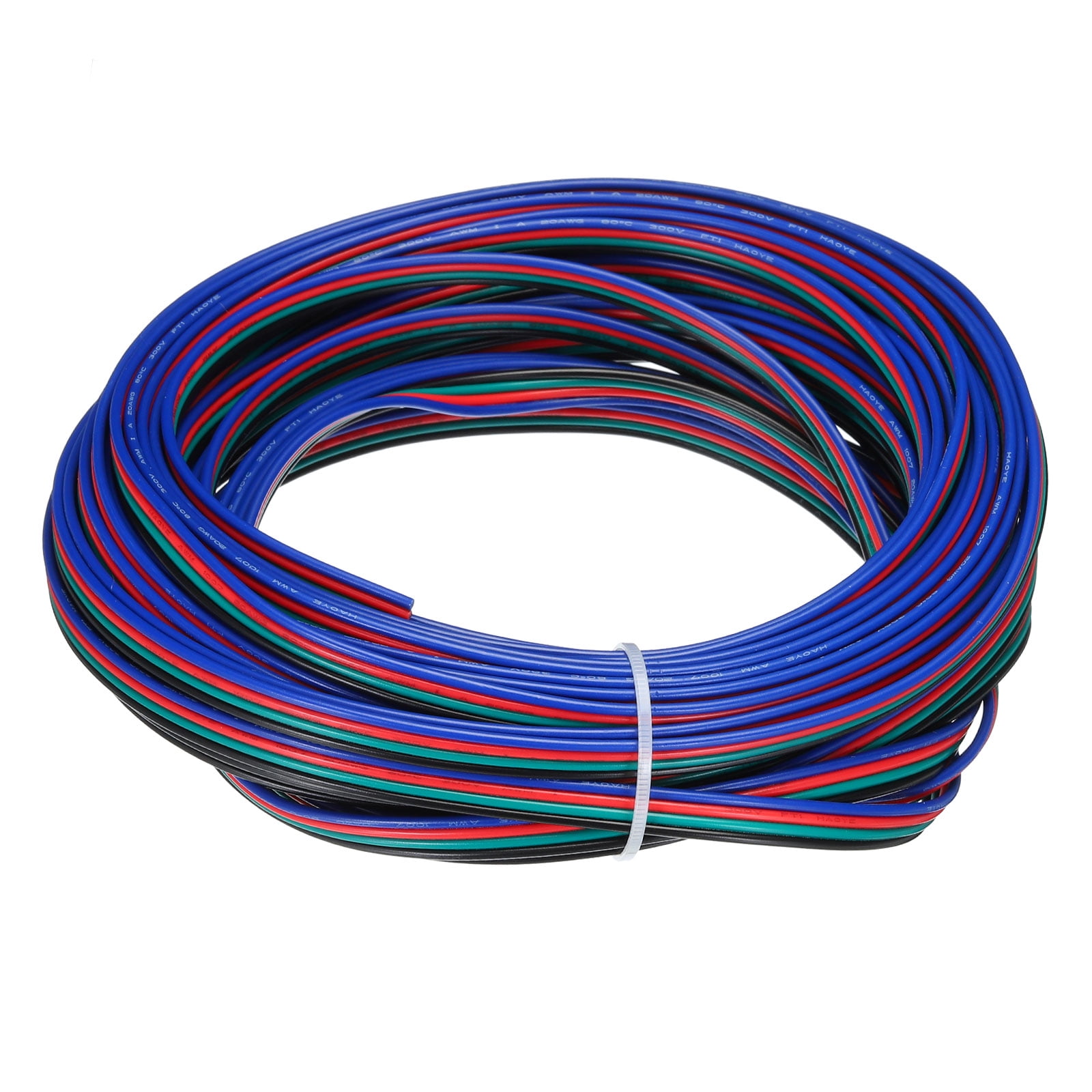 Uxcell 20 Gauge 4 Conductor Electrical Wire Tinned Copper Cable 49FT Stranded Wire for LED ...