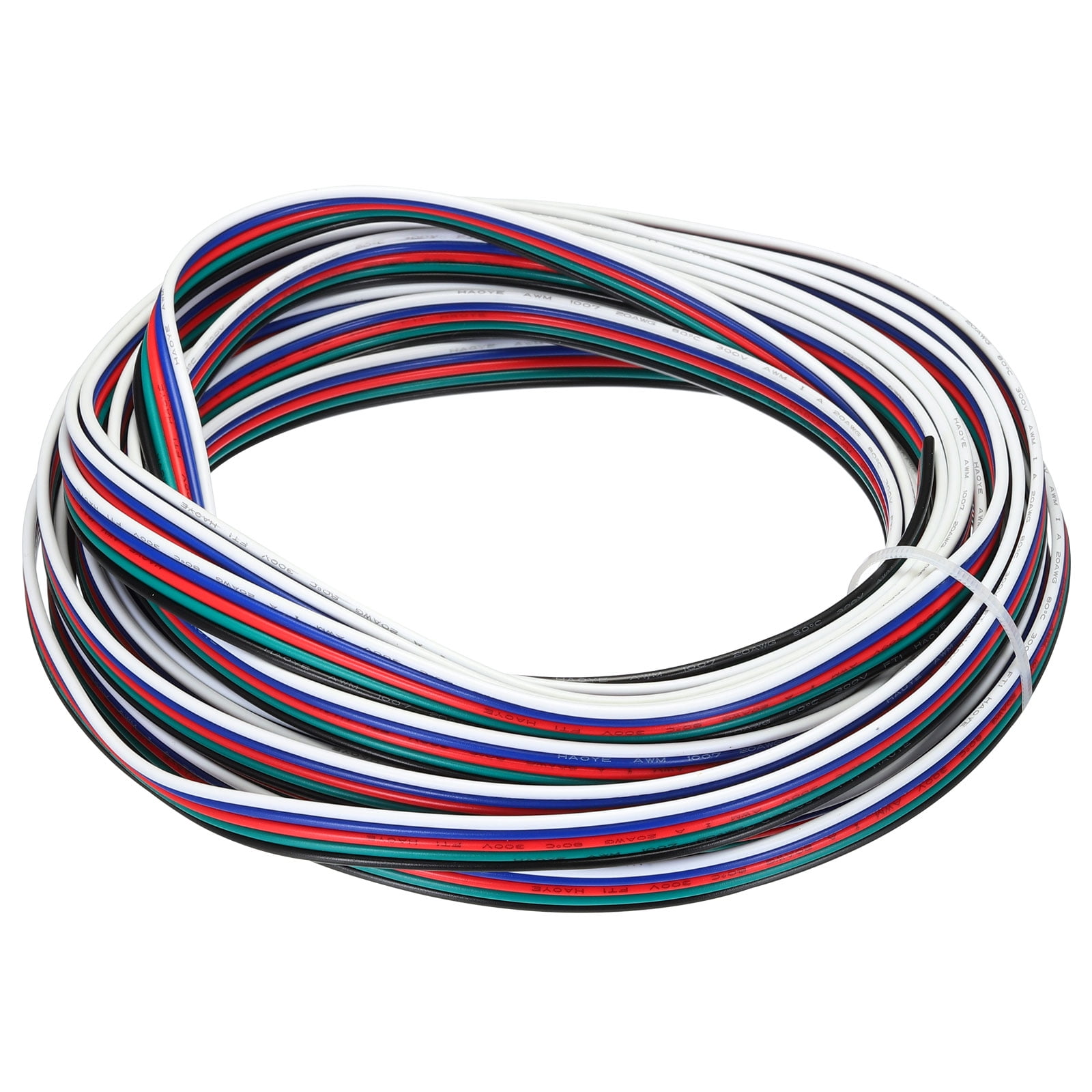 Uxcell 20 Gauge 5 Conductor Electrical Wire Tinned Copper Cable 25FT ...