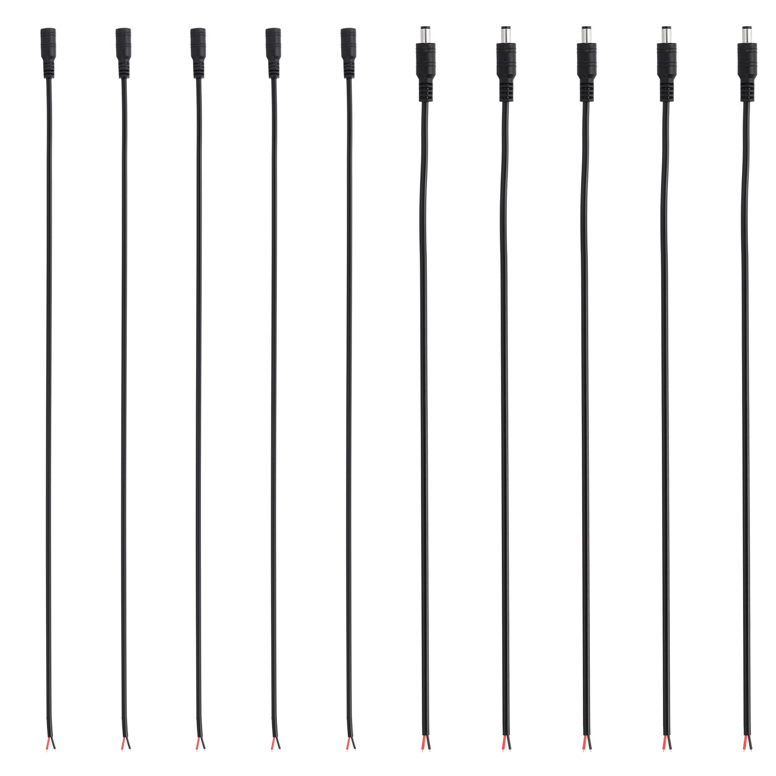 Uxcell 20" Power Cable, 20 Pcs 5.5mm x 2.1mm Barrel Plug Socket Cables ...