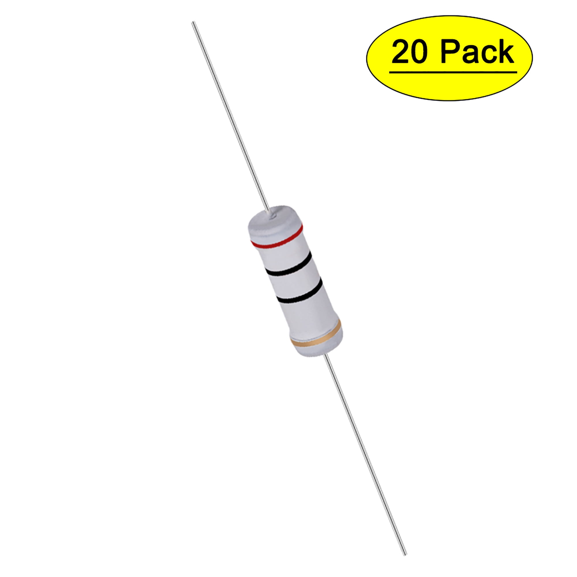 Uxcell 20Pcs 3W 3 Watt Metal Oxide Film Resistor 20 Ohm ±5% Tolerance ...