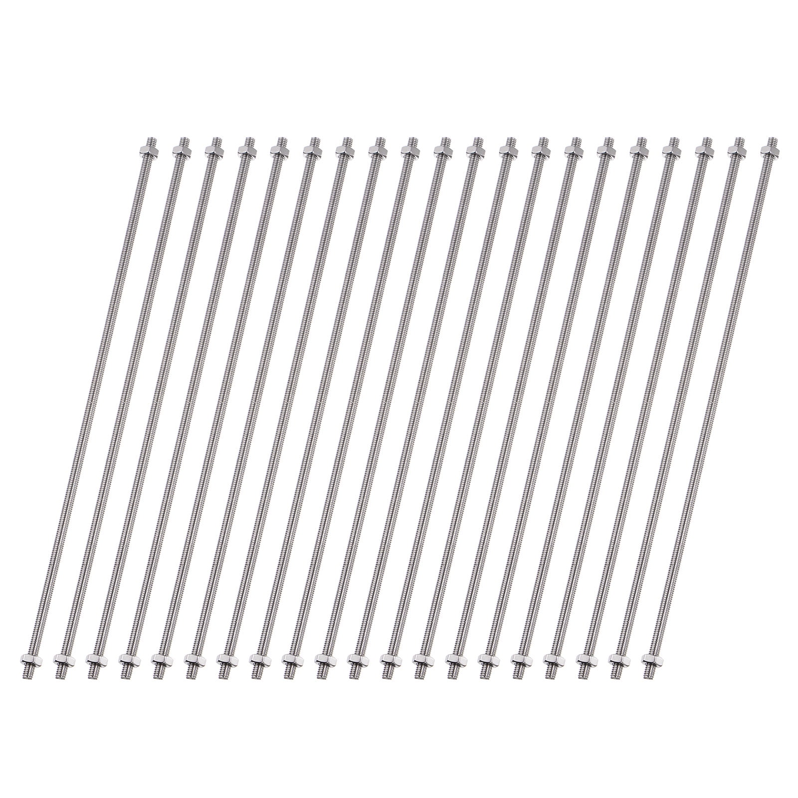 Uxcell 20 PCS 8/32 Inch M4 Threaded Rods Studs with Hex Nuts, 300mm ...