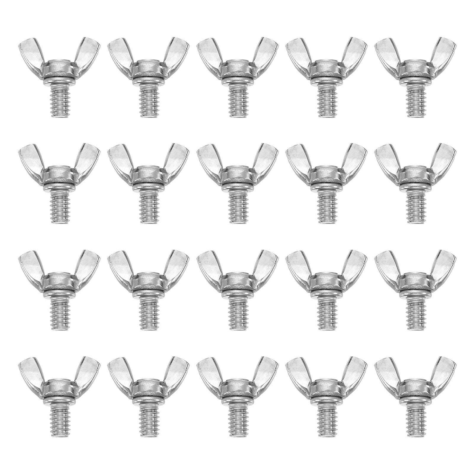 Uxcell 20 Pack 1/4-20" x 3/8" Wing Butterfly Screw Bolts, 304 Stainless ...