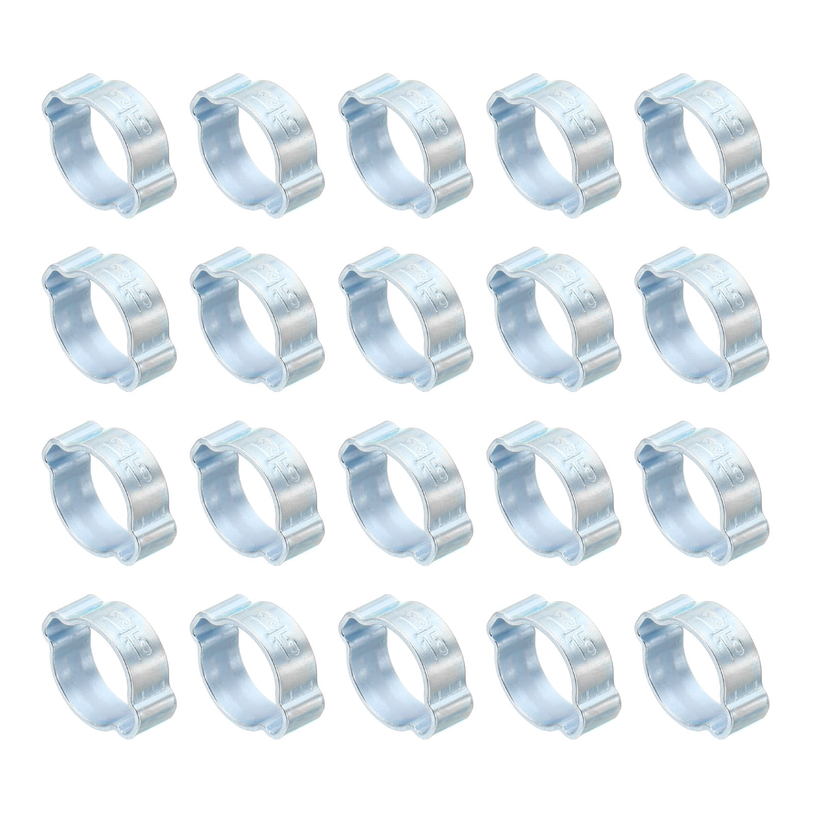 Uxcell 20 Pack 13-15mm Double Ear Hose Clamp, Galvanized Steel O Clip ...