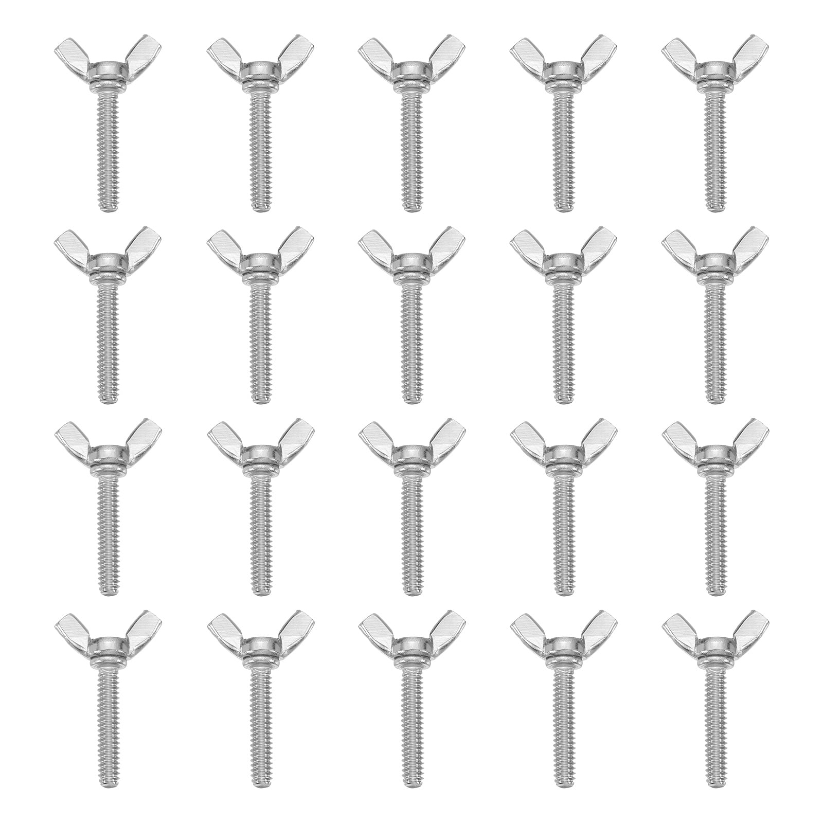 Uxcell 20 Pack 3/16-24" x 1" Wing Butterfly Screw Bolts, 304 Stainless ...