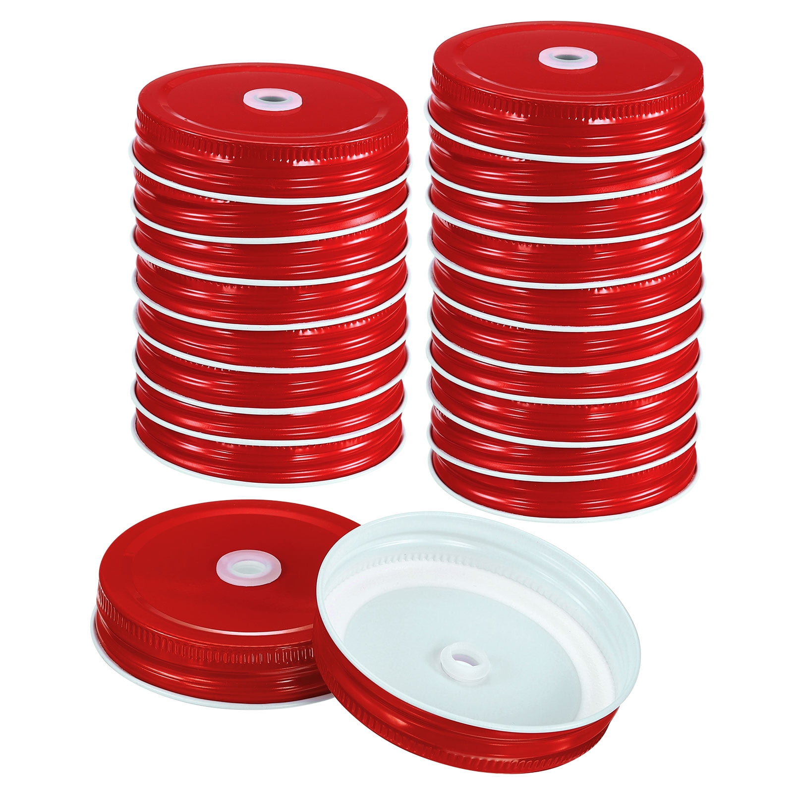 Uxcell 20 Pack 70mm Tinplate Mason Jar Lids Regular Mouth with Straw ...