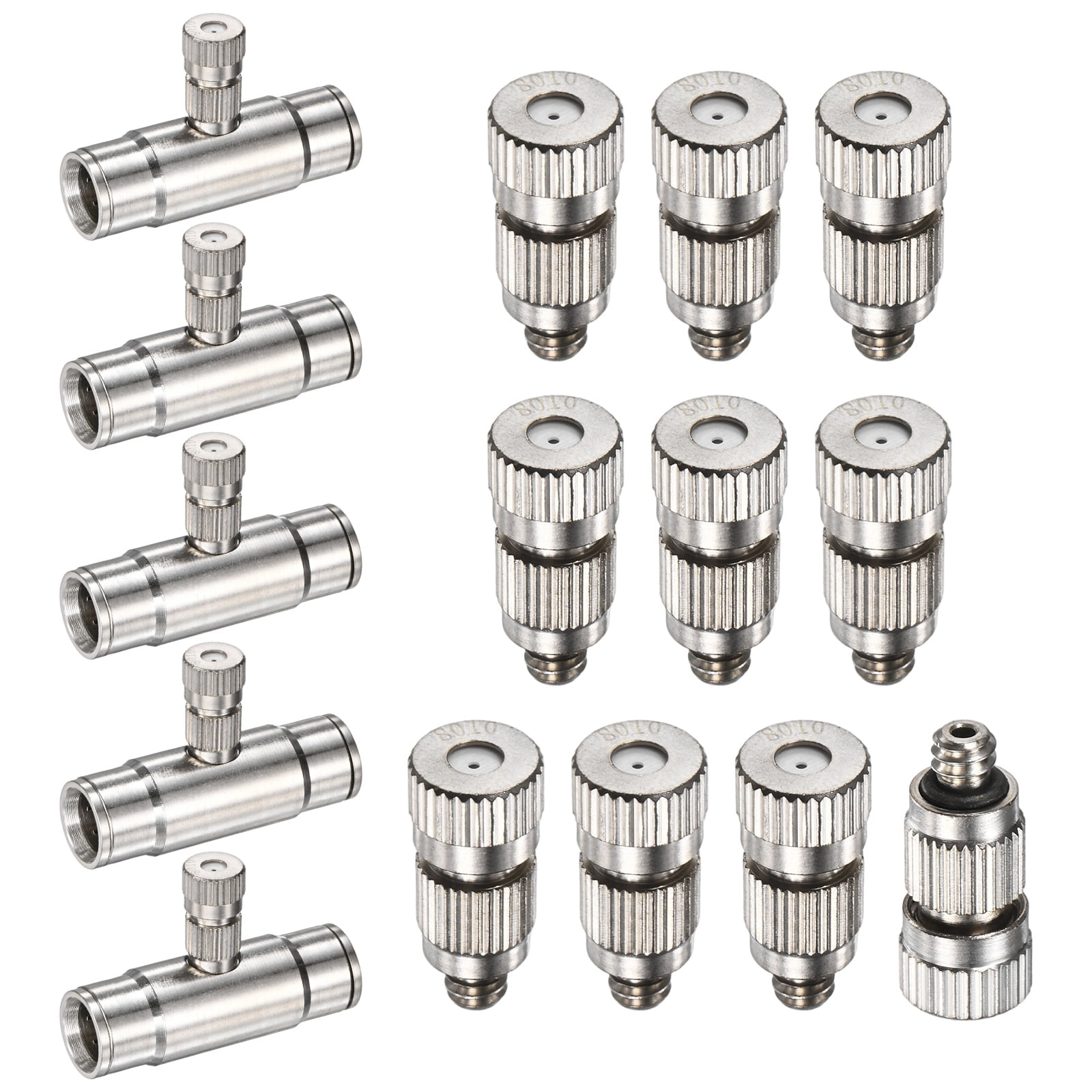 Uxcell 20-Pack Brass Misting Nozzle Tee Kit, 0.8mm Orifice Dia. High ...
