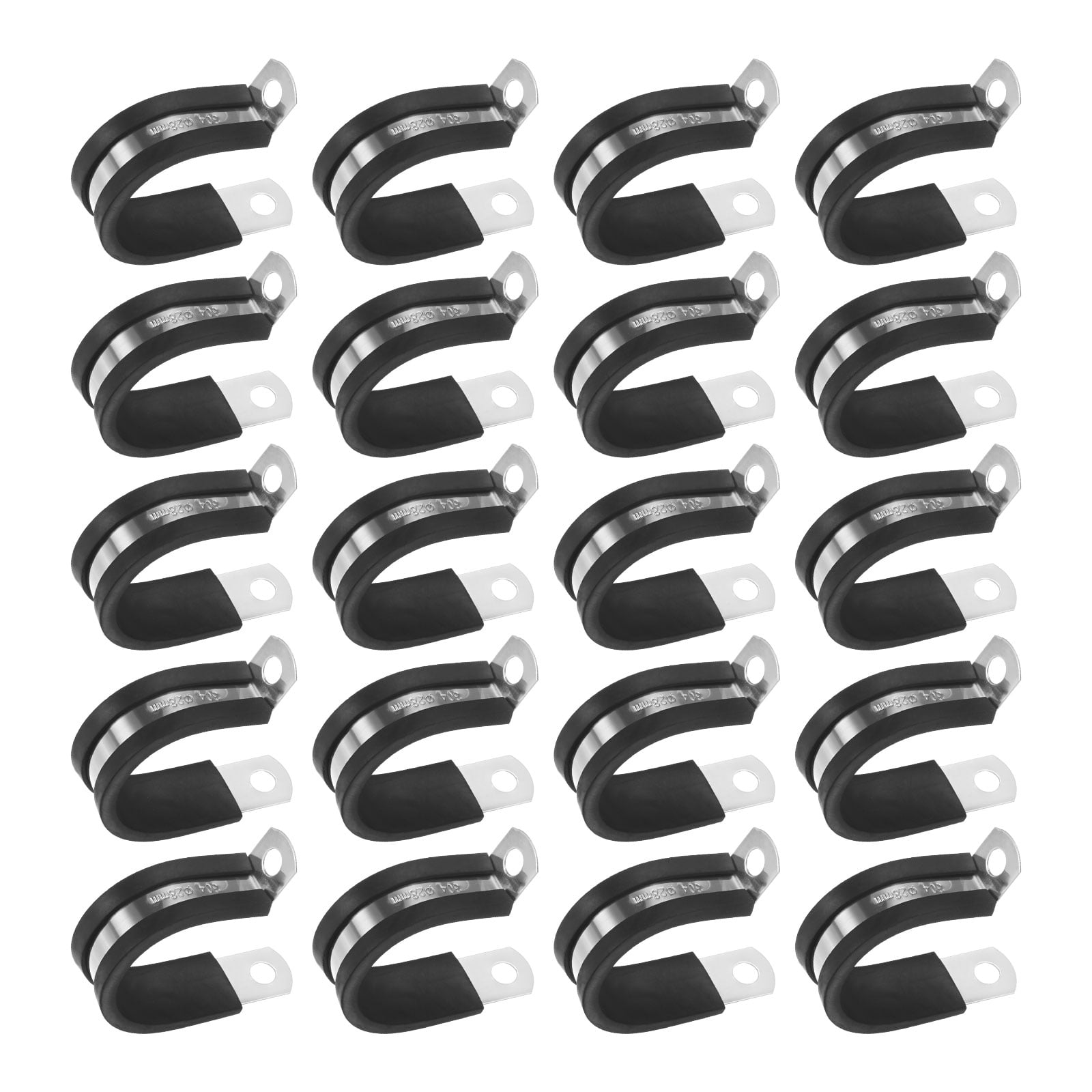Uxcell 20 Pack Cable Clamps 28 mm 304 Stainless Steel Rubber R Shape ...