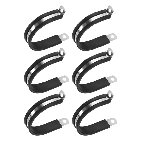 Steel Loop Hose Clamp, Rubber Cushioned, 2-1/2" Clamp ID, 1/2" Band ...