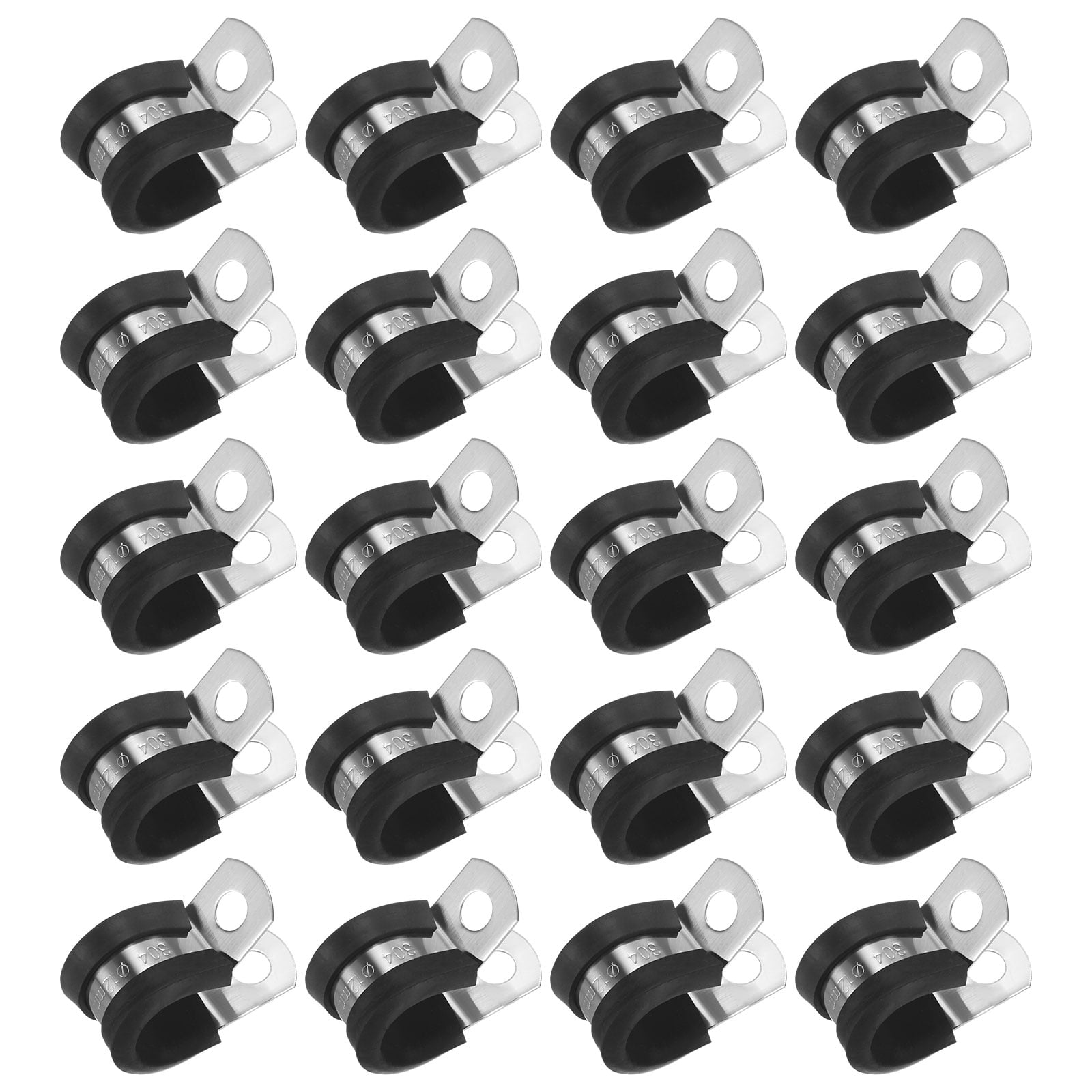 Uxcell 20 Pack Cable Clamps 12 mm 304 Stainless Steel Rubber R Shape ...