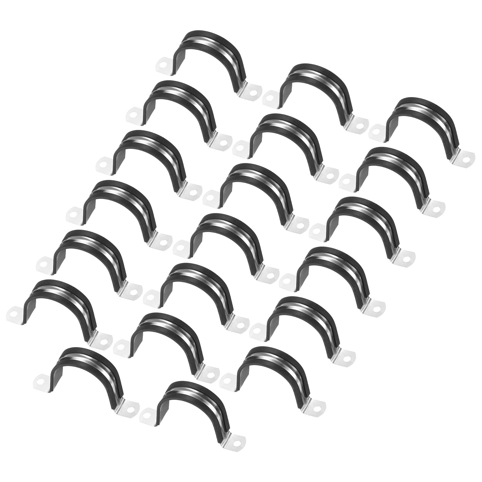 Uxcell 20-Pack Cable Clamps, 48 mm 304 Stainless Steel Rubber Cushioned ...