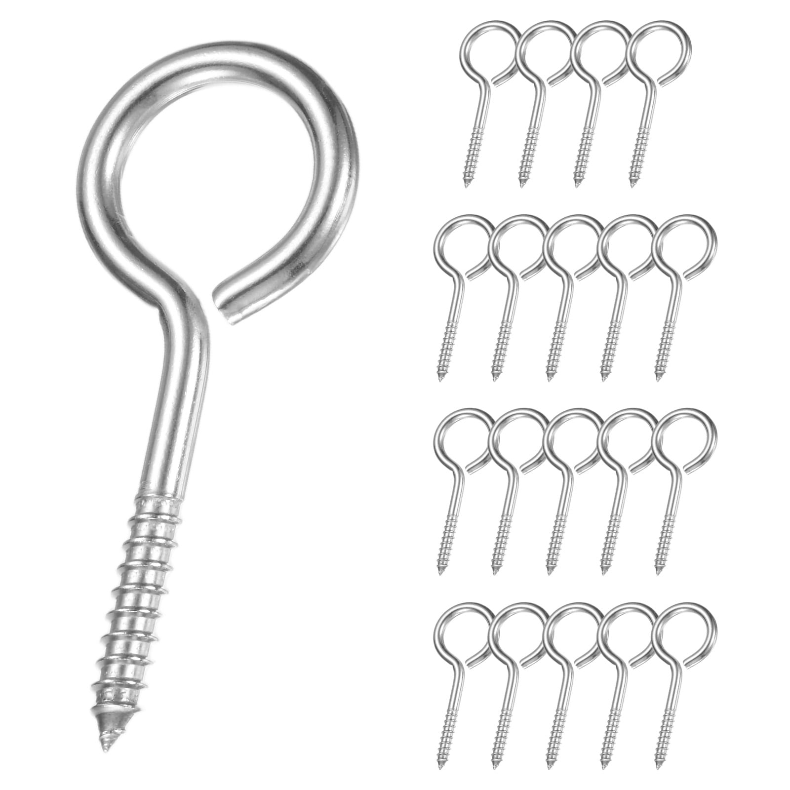 Uxcell 20-Pack Eye Hooks Screw, M5 2.6" 304 Stainless Steel Heavy Self ...