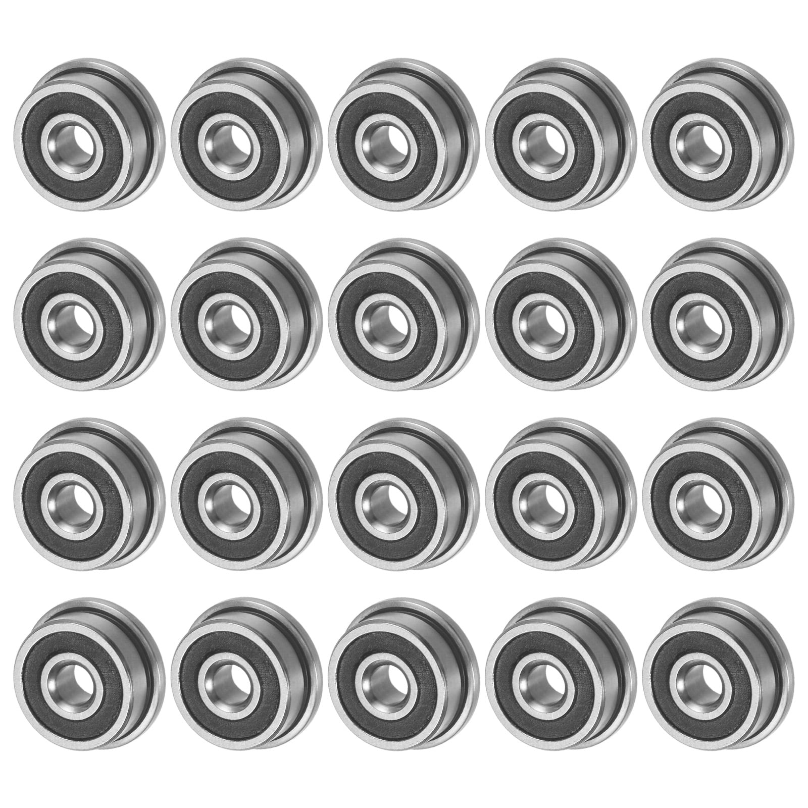 Uxcell 20-Pack F623-2RS Flanged Ball Bearing, 1/8" x 2/5" x 1/6" Rubber ...