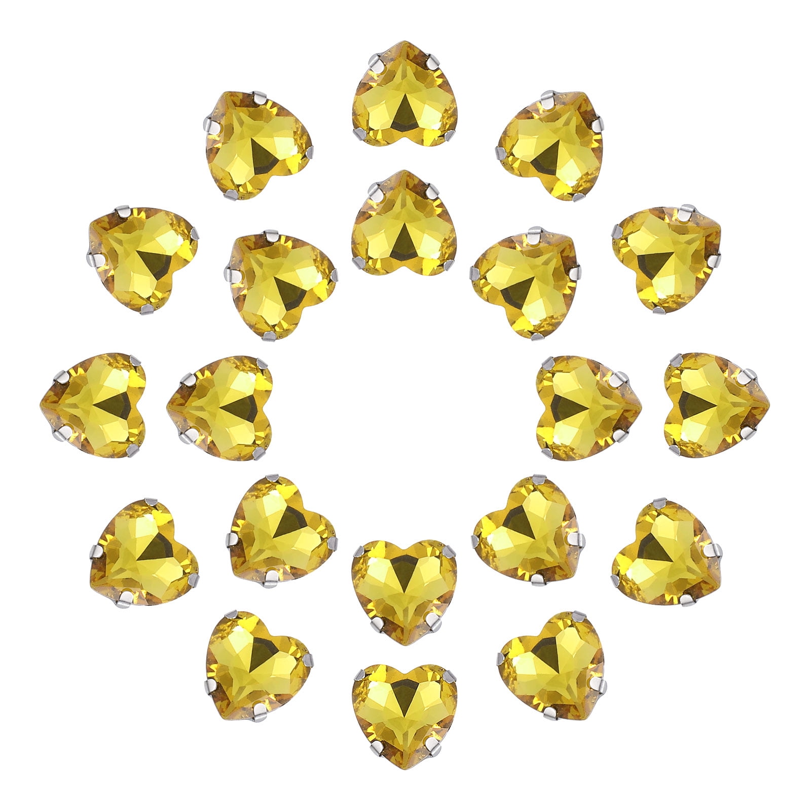 Uxcell 20 Pack Heart Sew on Rhinestone, 10x10mm Heart Crystal ...