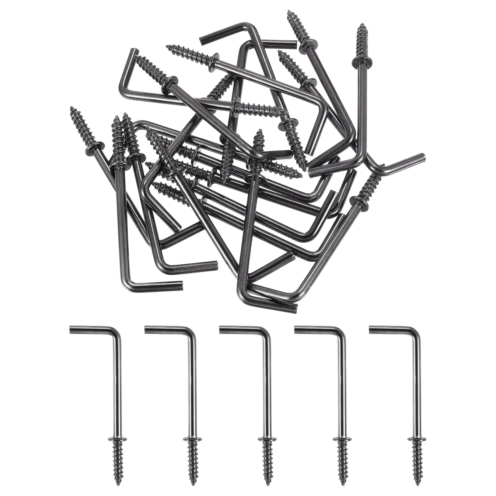 Uxcell 20 Pack L Shape Hooks, 2 Inch Right Angle Screw Hooks for ...