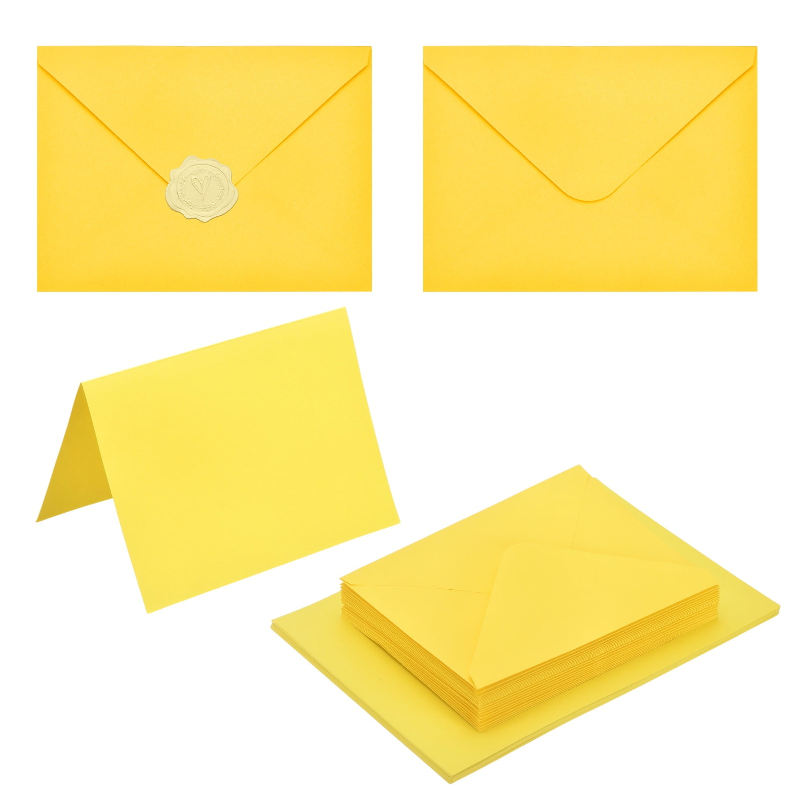 Uxcell 20 Pack Lemon Yellow 5x7 Envelopes with Cards, V Flap A7 ...