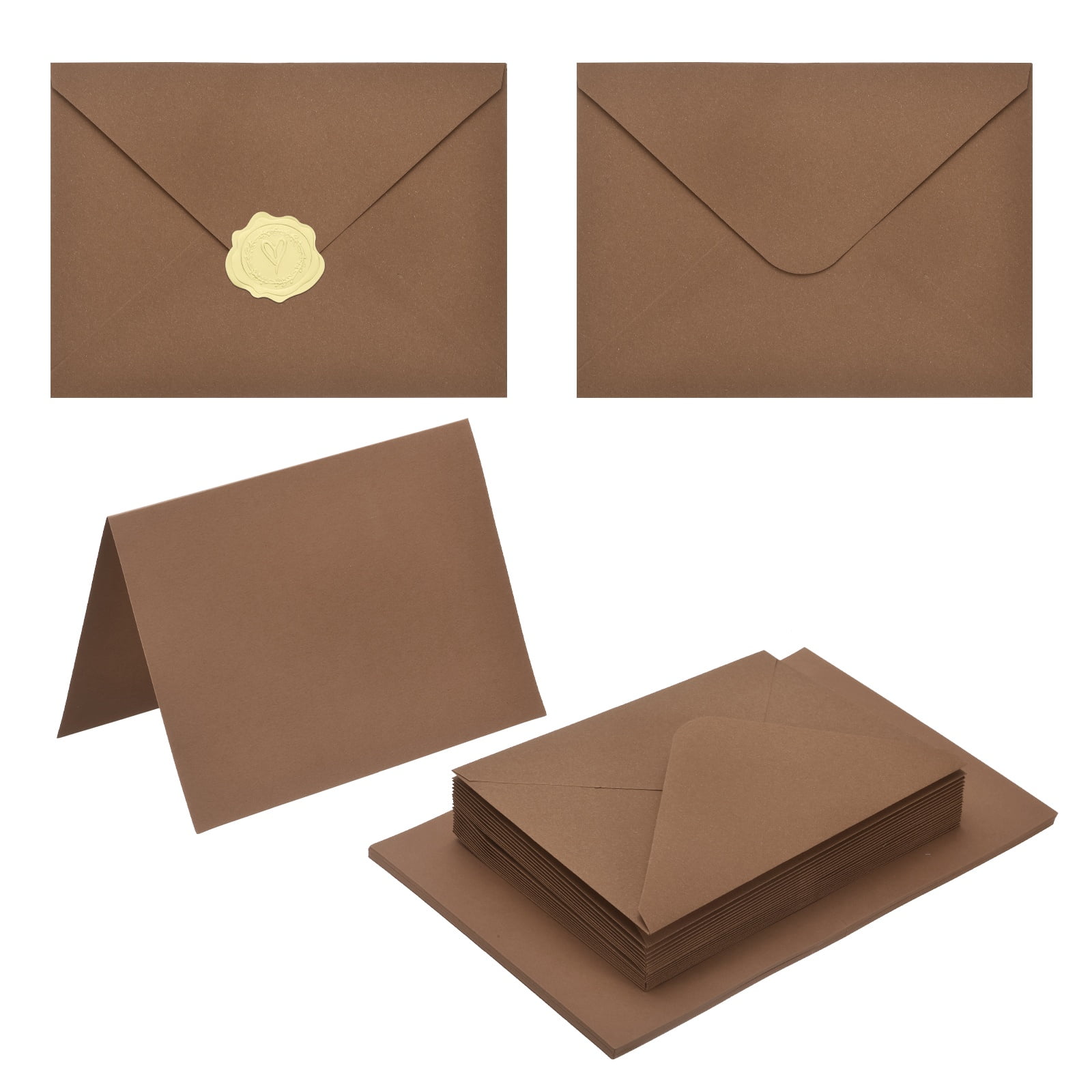 Uxcell 20 Pack Light Coffee 4x6 Envelopes with Cards, V Flap A6 ...