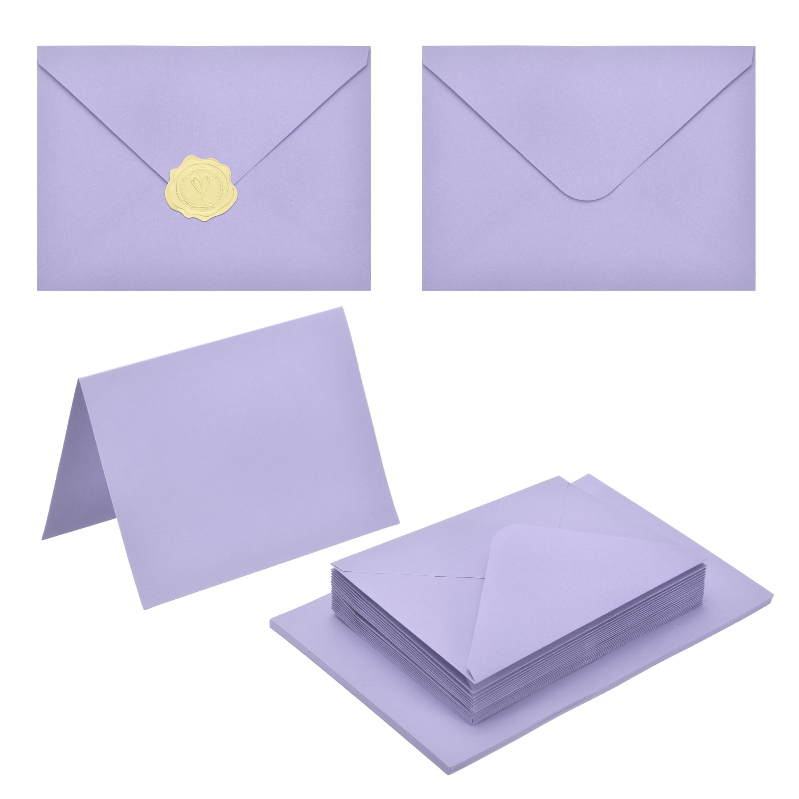 Uxcell 20 Pack Light Purple 4x6 Envelopes with Cards, V Flap A6 ...