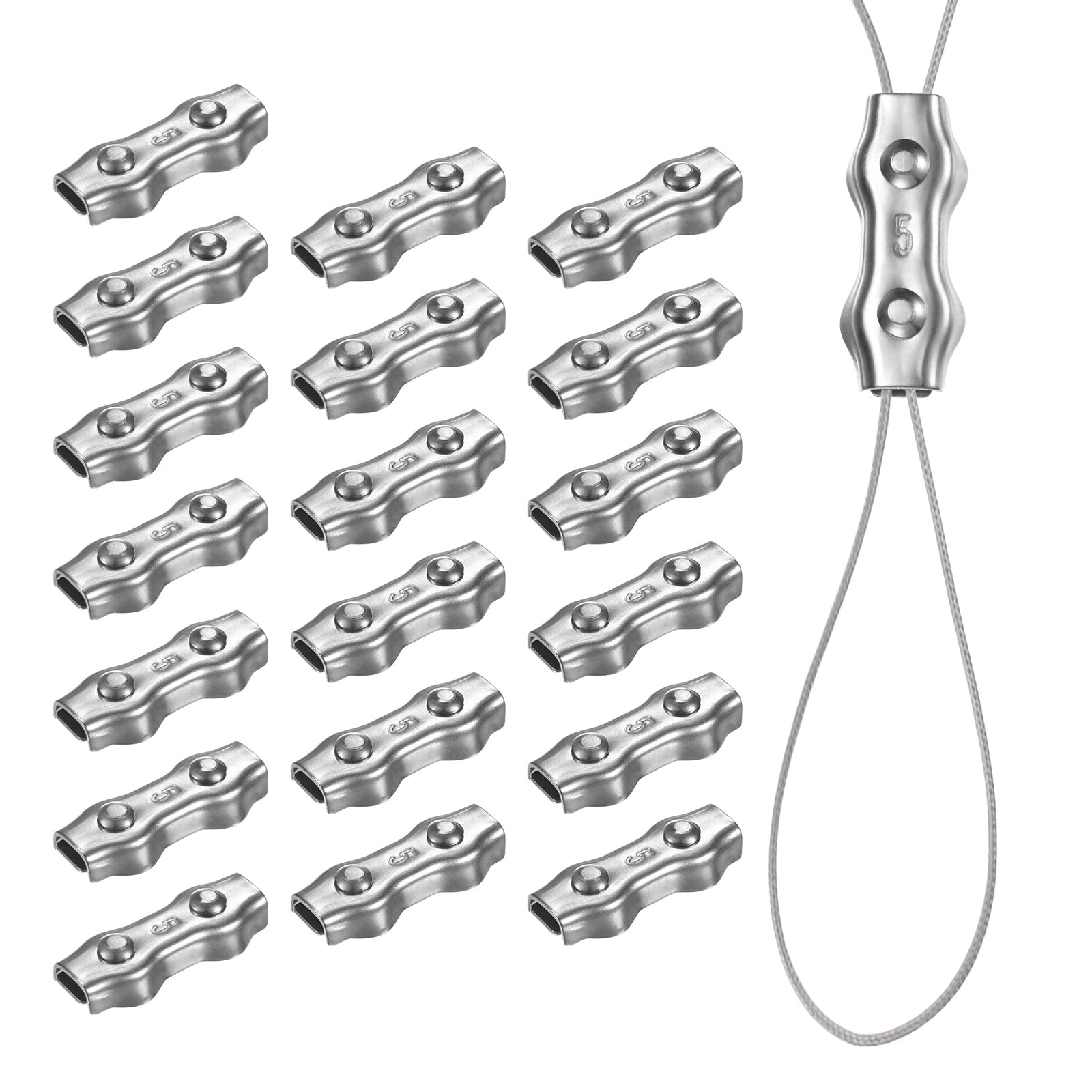 Uxcell 20-Pack M5 Wire Rope Clips Simplex Single Bolt Stainless Steel ...