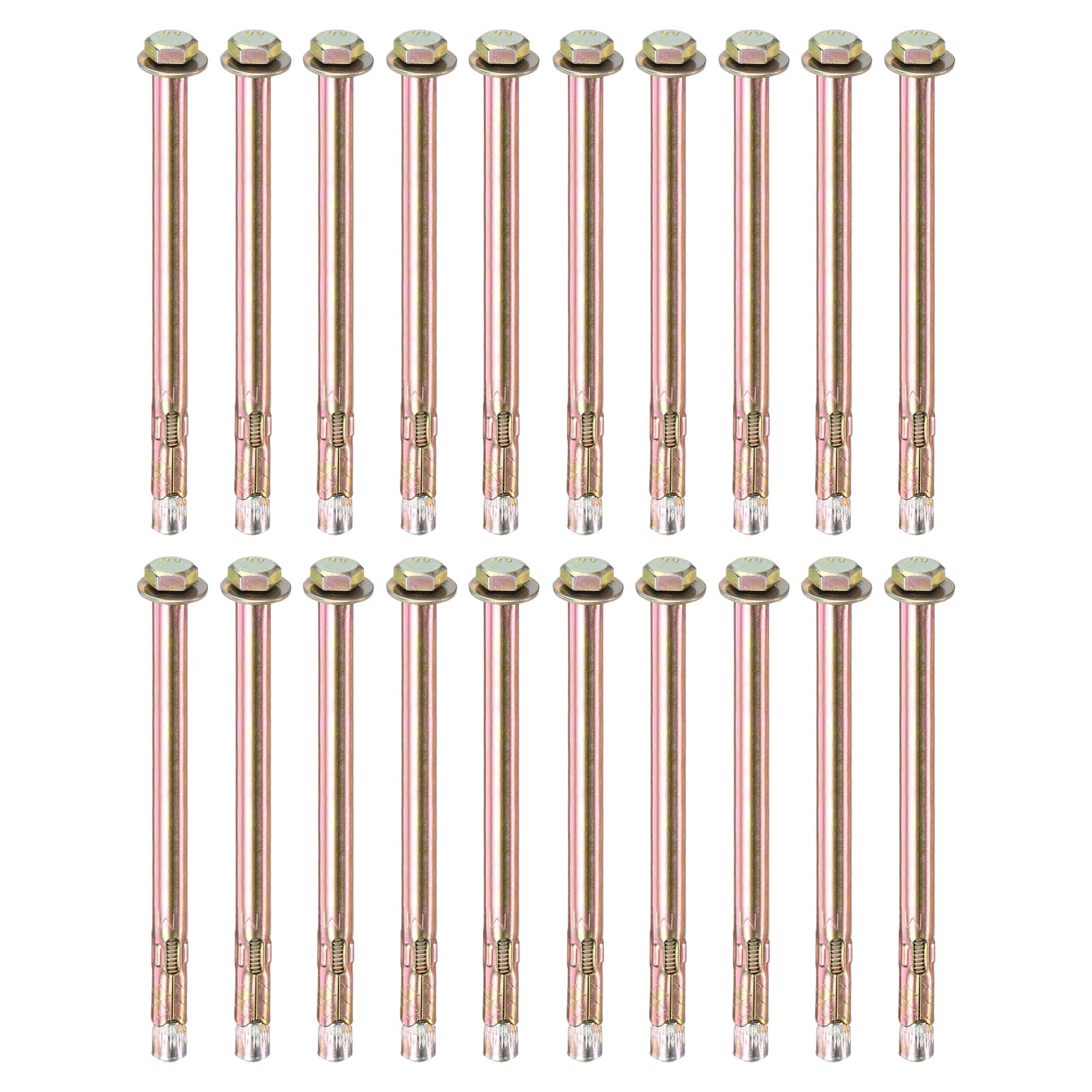 Uxcell 20-Pack M6 x 120mm Colored Galvanized Iron-Carbon Steel External ...