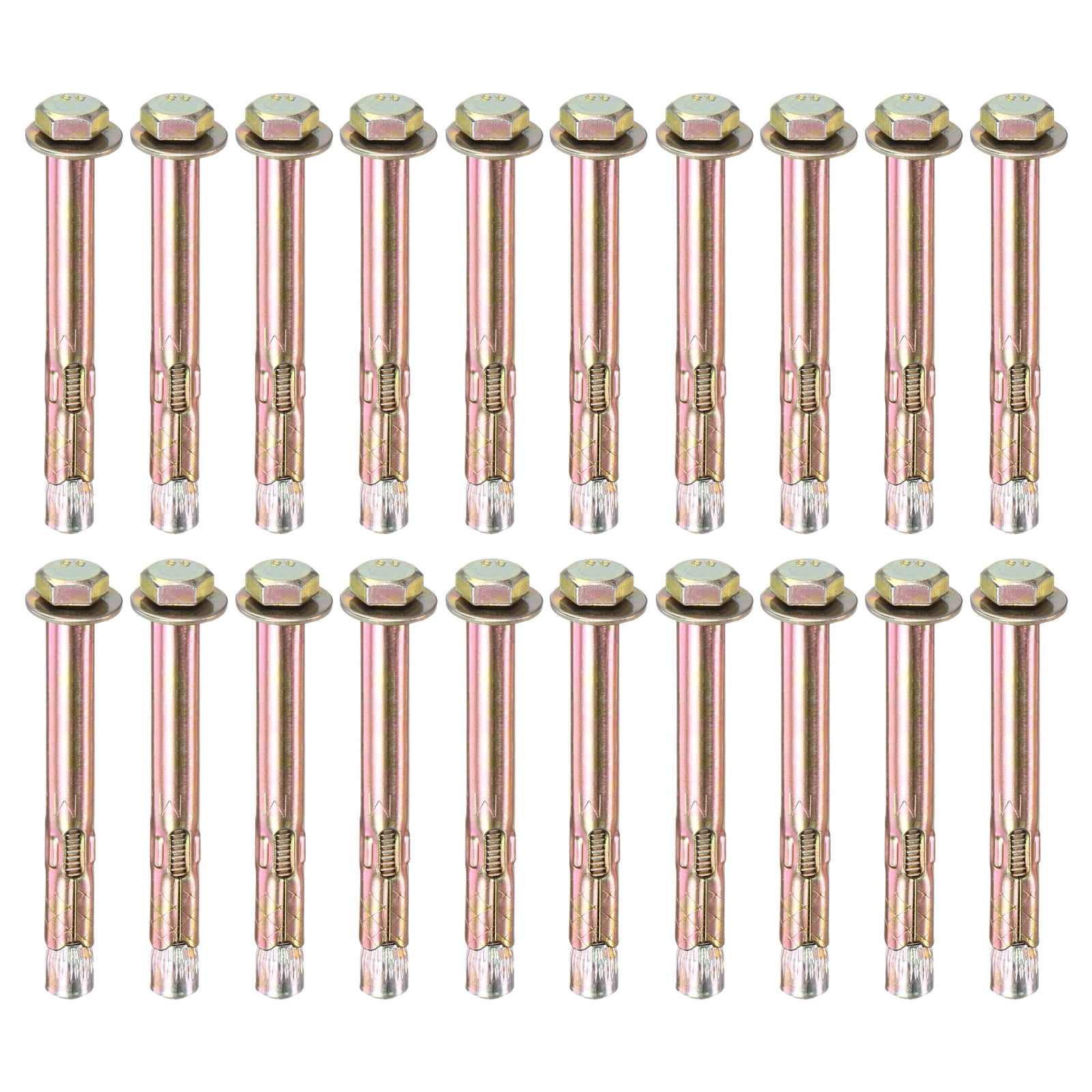 Uxcell 20-Pack M6 x 70mm Colored Galvanized Iron-Carbon Steel External ...