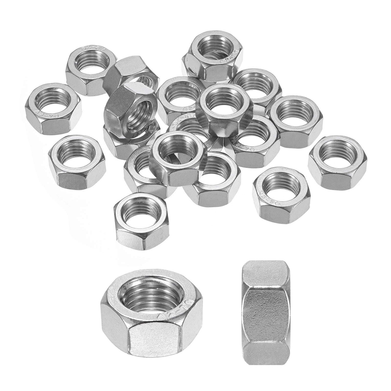 Uxcell 20-Pack Metric Hex Nuts M20 x 2.5mm Thread Stainless Steel ...