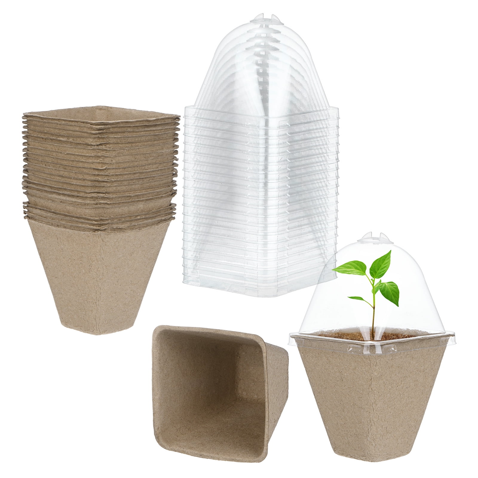 Uxcell 20-Pack Peat Pots, 3.15 Square Garden Germination Nursery Pots ...