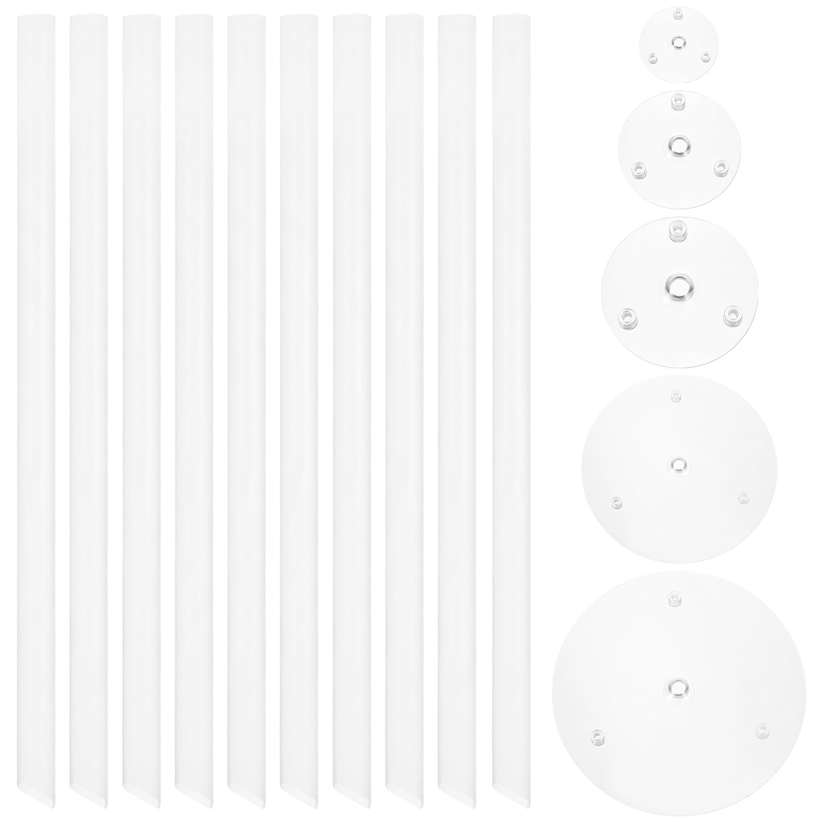 Uxcell 20 Pack Plastic Cake Dowel Rods, 5 Cake Separator Plates 15 ...