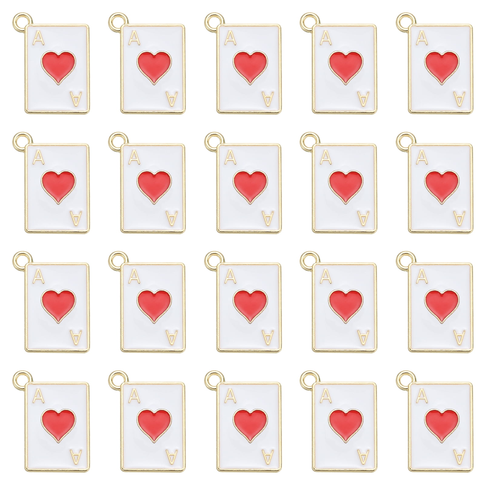 Uxcell 20 Pack Poker Card Charm, 12 x 17mm Metal Enamel Mini Poker ...