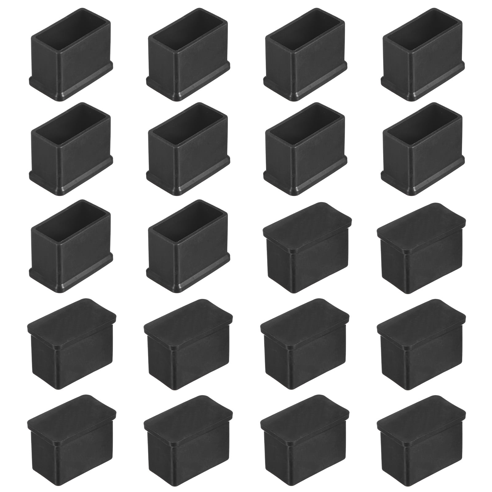 Uxcell 20-Pack Rectangle Furniture Leg Caps, 0.6 x 1.2" (15 x 30mm) Leg ...