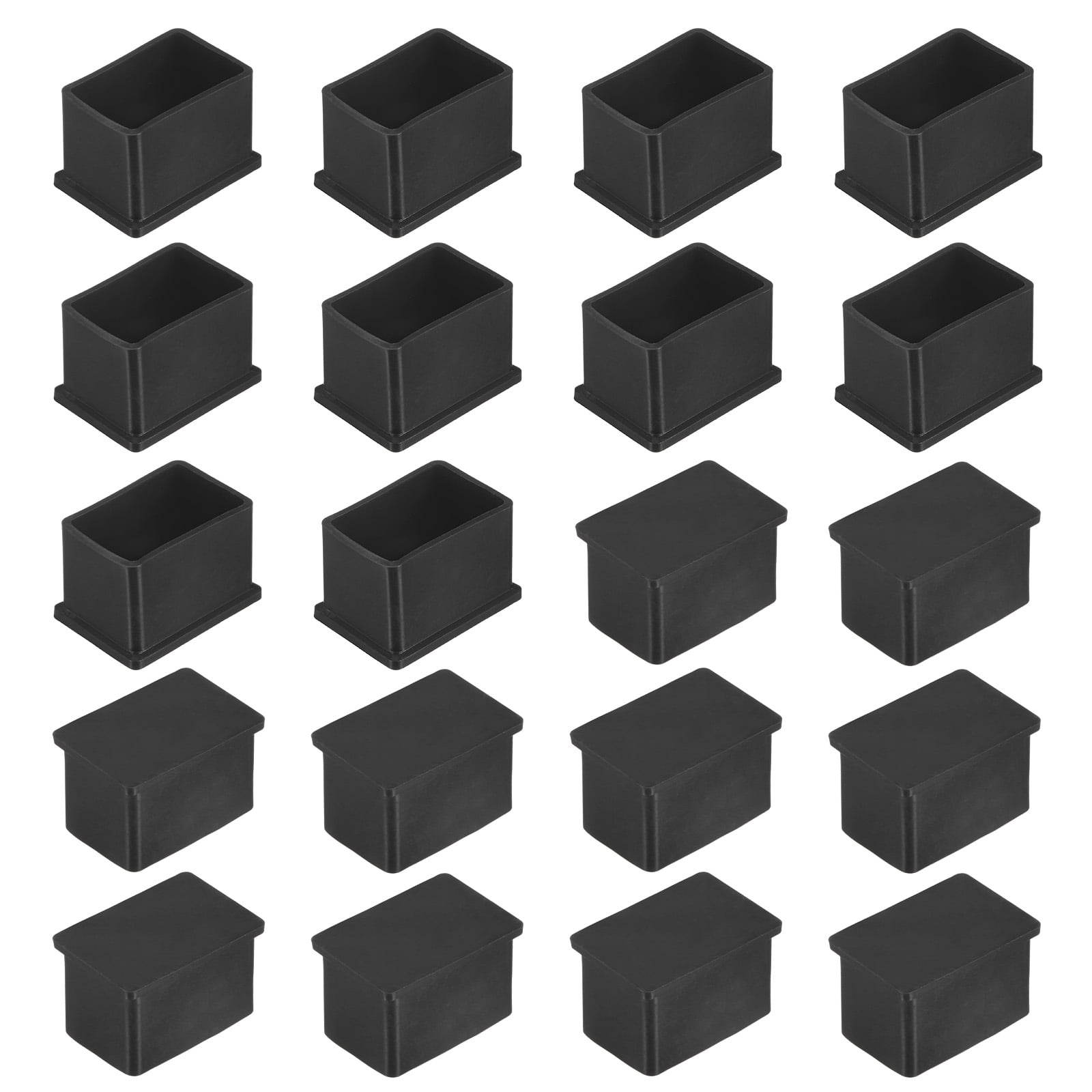 Uxcell 20-Pack Rectangle Furniture Leg Caps, 1 x 1.5" (25 x 38mm) PVC ...