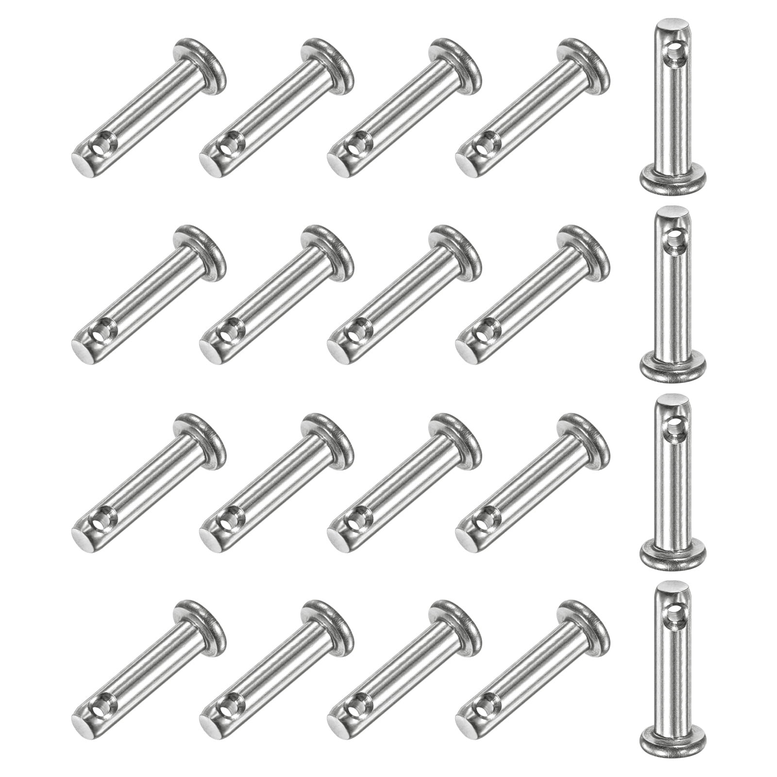 Uxcell 20-Pack Single Hole Clevis Pins, M4 x 16mm 304 Stainless Steel Flat Head Clevis Pins ...