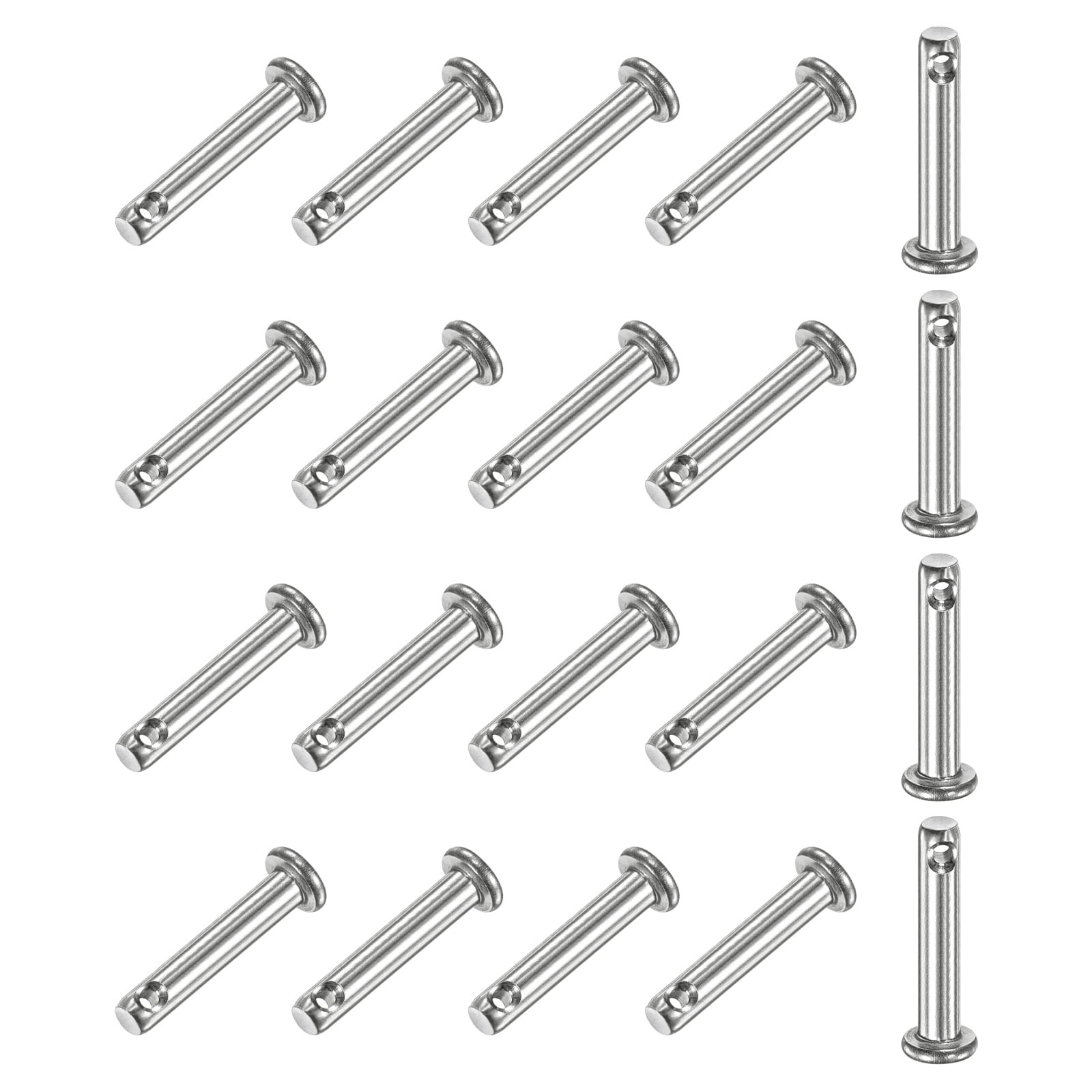 Uxcell 20-Pack Single Hole Clevis Pins, M4 x 20mm 304 Stainless Steel Flat Head Clevis Pins ...
