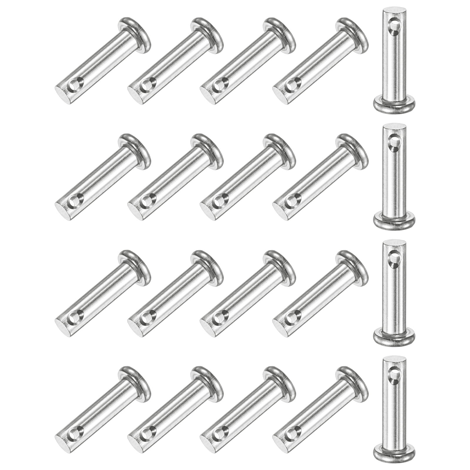 Uxcell 20-Pack Single Hole Clevis Pins, M5 x 20mm 304 Stainless Steel Flat Head Clevis Pins ...